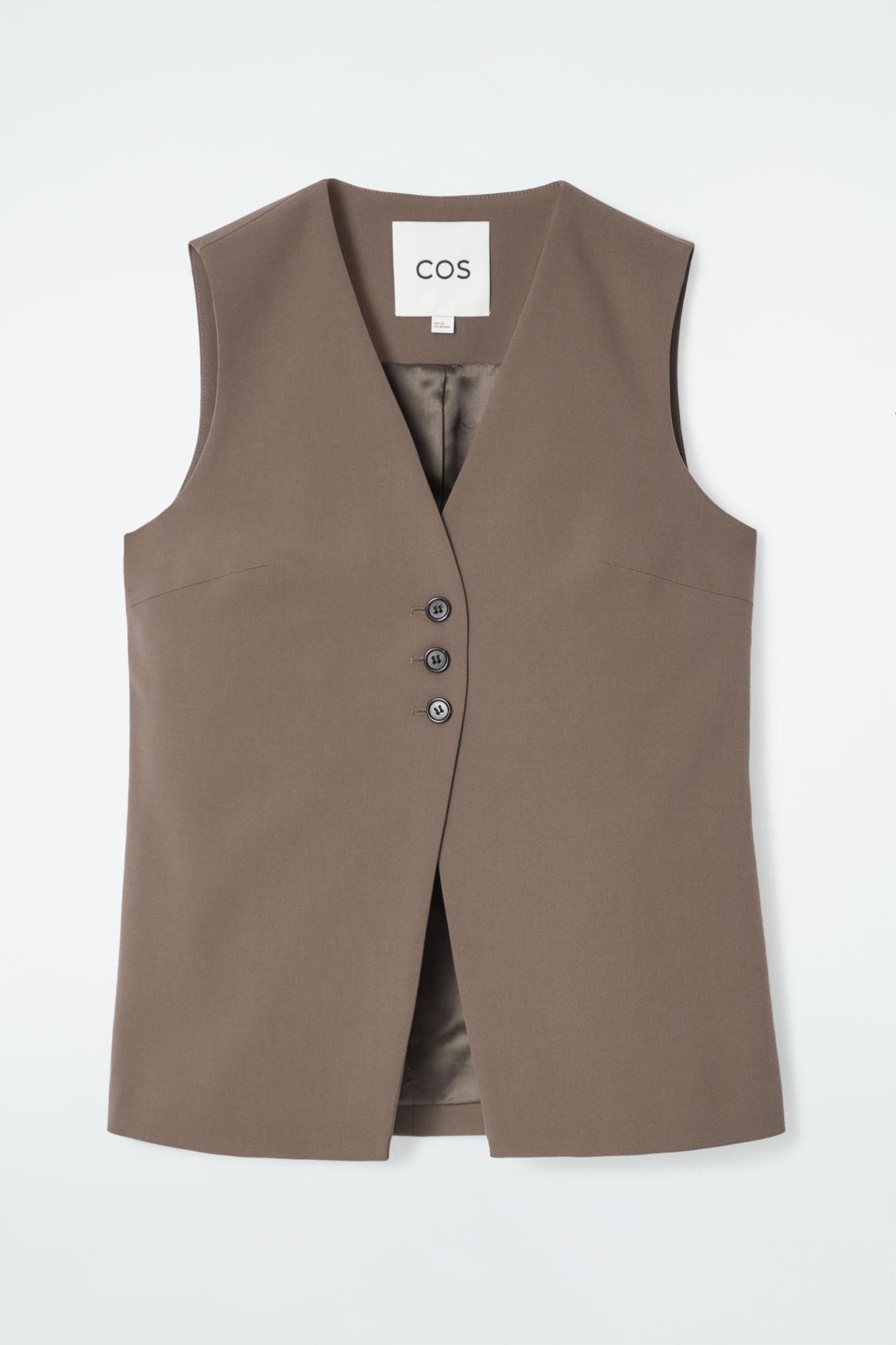 COS Longline Tailored Twill Waistcoat in MOLE | endource