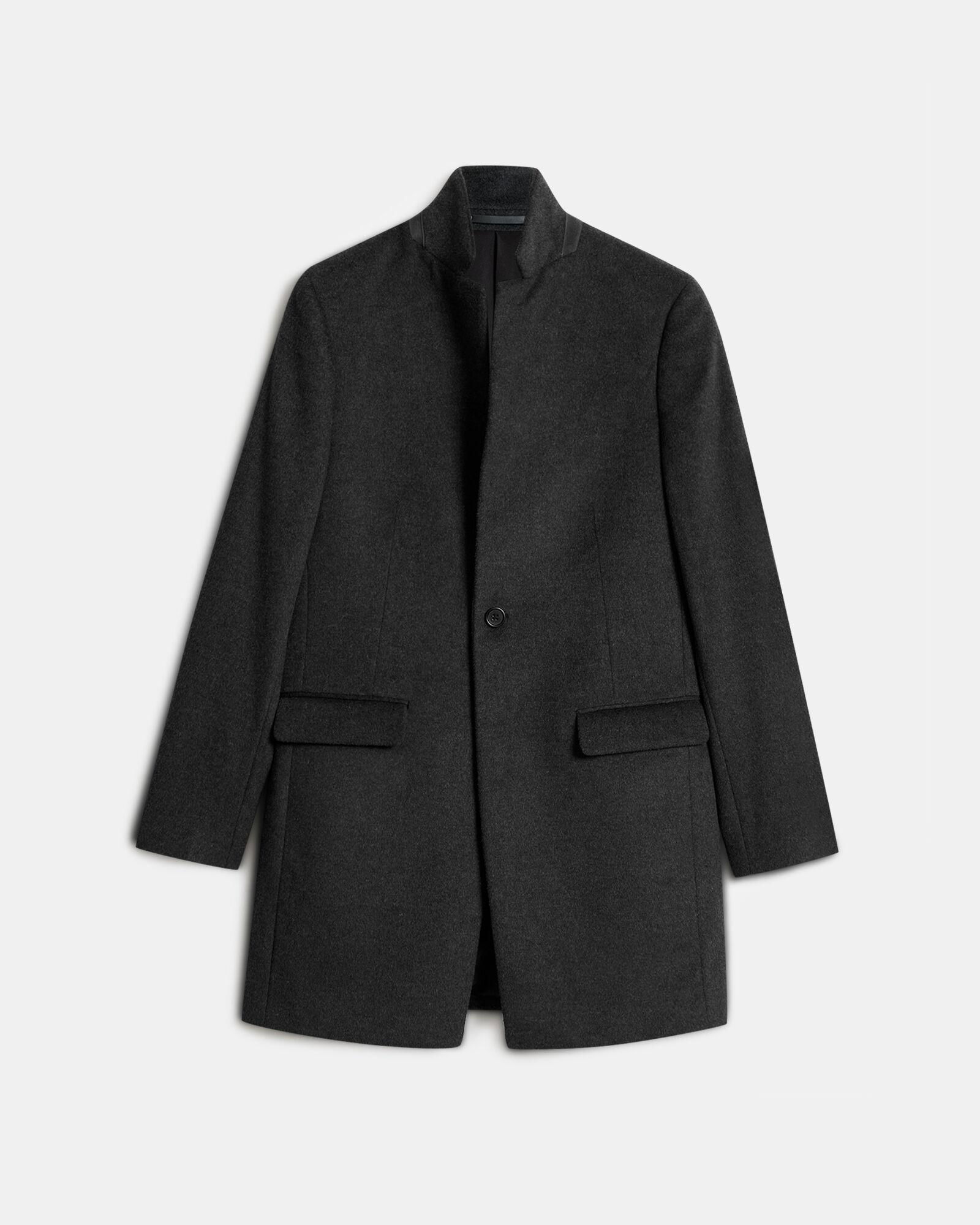 ALLSAINTS Hargrove Slim Fit Wool Blend Coat in Charcoal Grey | endource