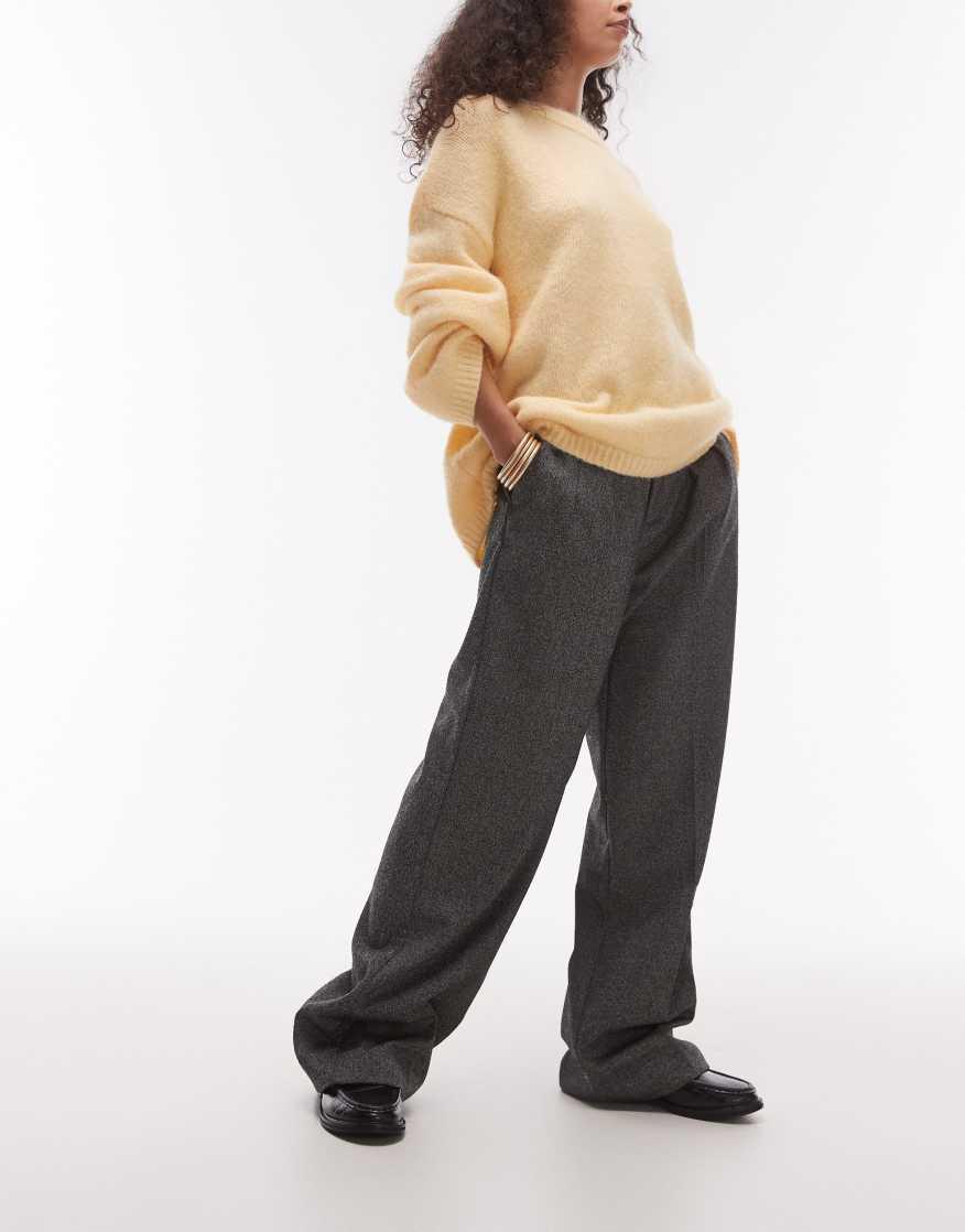 MANGO Pleat Front Cotton Blend Straight Leg Trouser | endource
