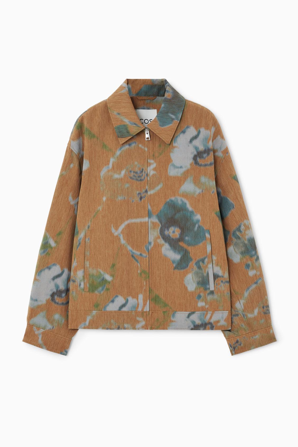 COS Floral-Print Blouson Jacket in BROWN / FLORAL | Endource