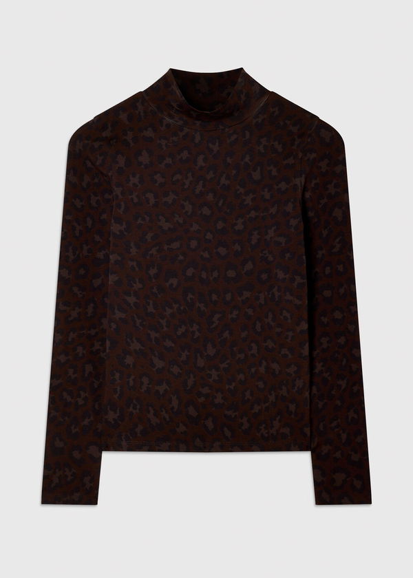 WHISTLES Leopard Print Animal Roll Neck Top | endource