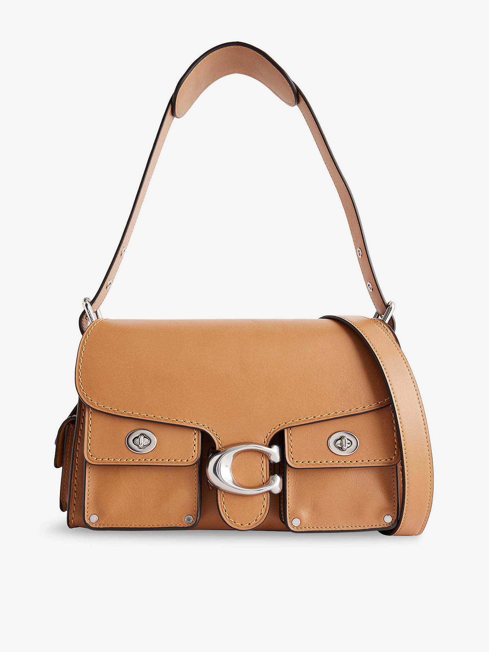 COACH Cargo Turnlock Tabby Leather Shoulder Bag in Honey Brown | endource