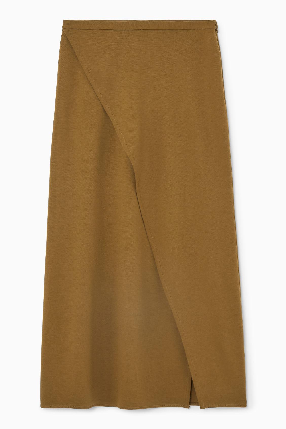 COS Jersey Wrap Midi Skirt in OCHRE | endource