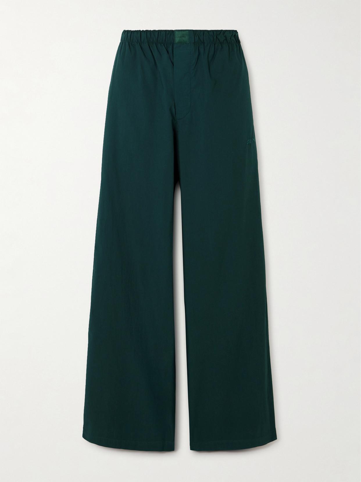 SKIMS Cotton Poplin Sleep Pant in Green | endource