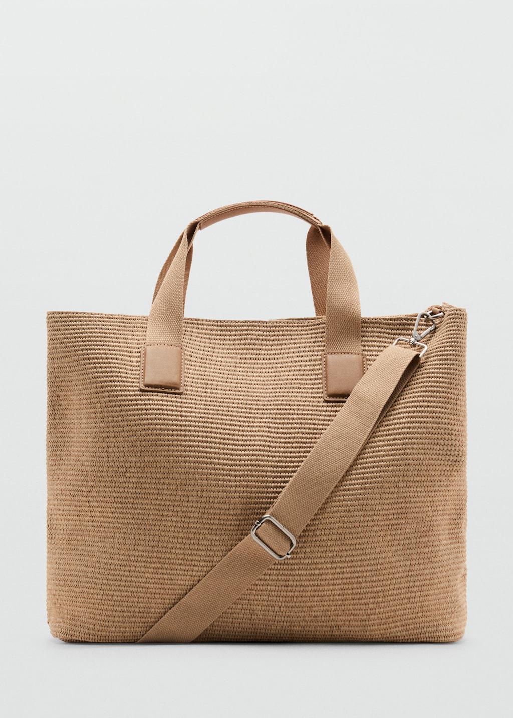 MANGO Raffia Tote Bag in Sand | endource