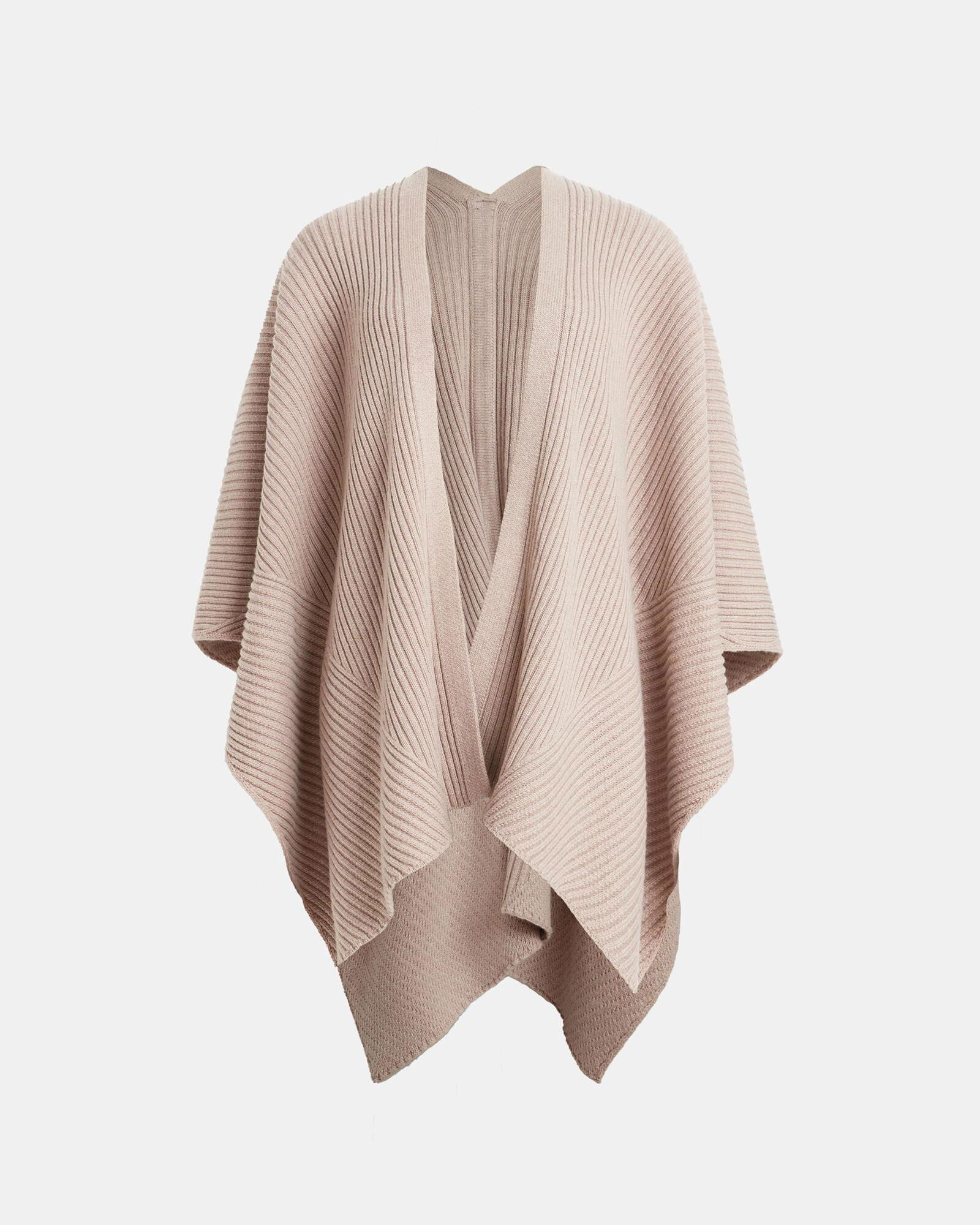 ALLSAINTS Robyn Ribbed Ruana Scarf in Blush Pink | endource