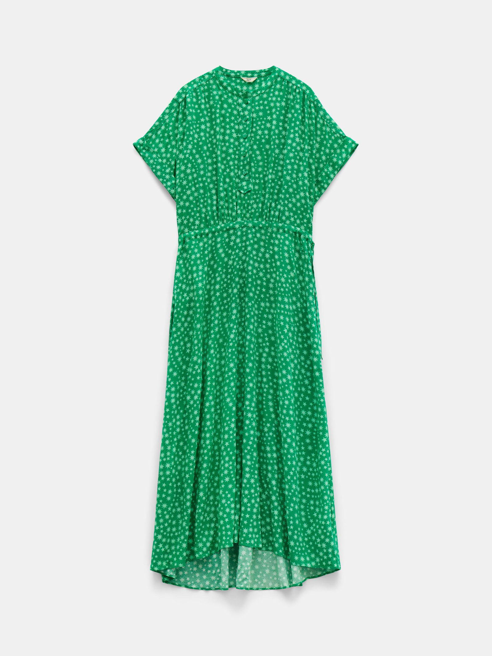 HUSH Keisha Print Shirt Midi Dress in Multi Star Green | endource