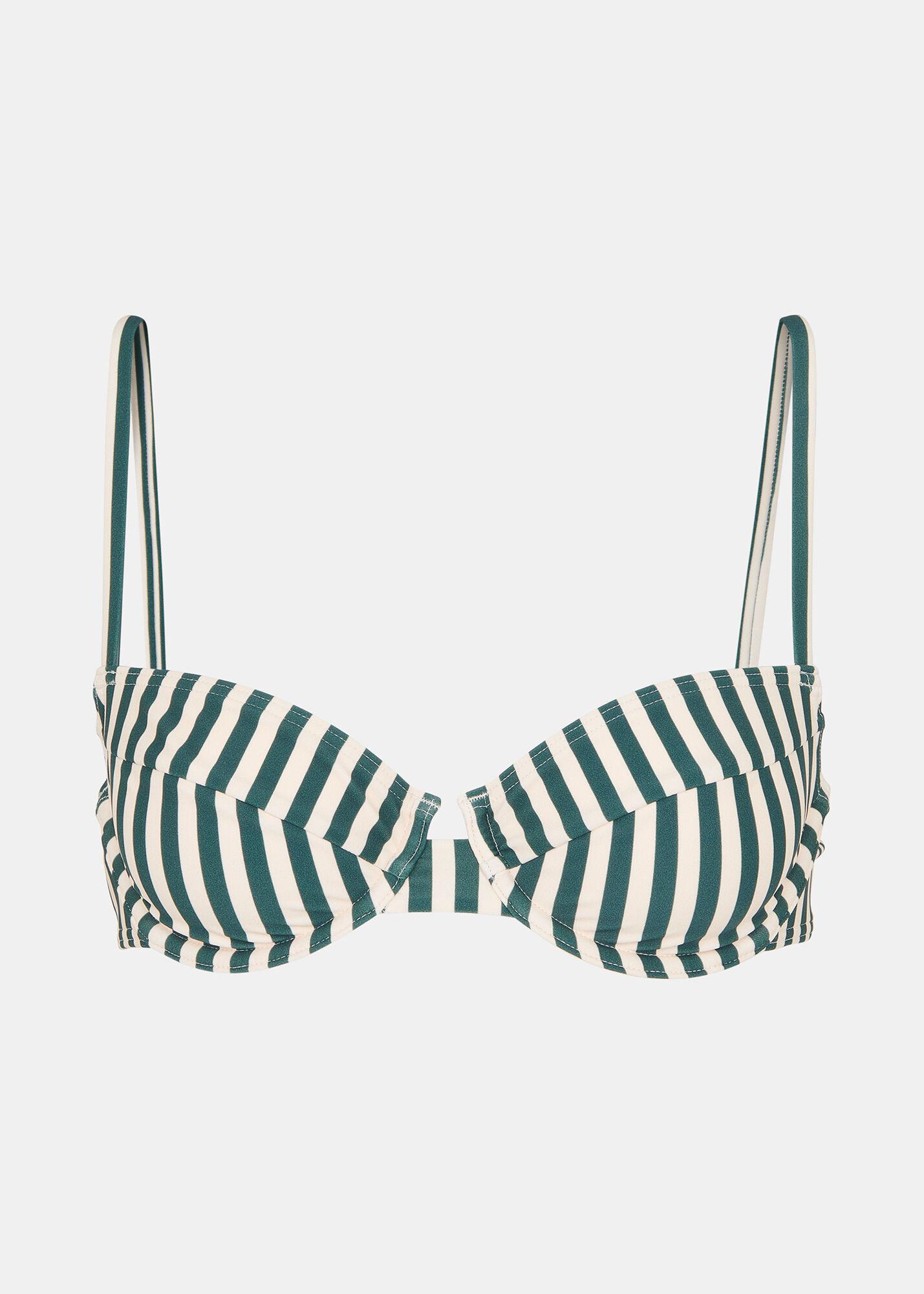 Whistles Stripe Bikini Top In Green Multi Endource