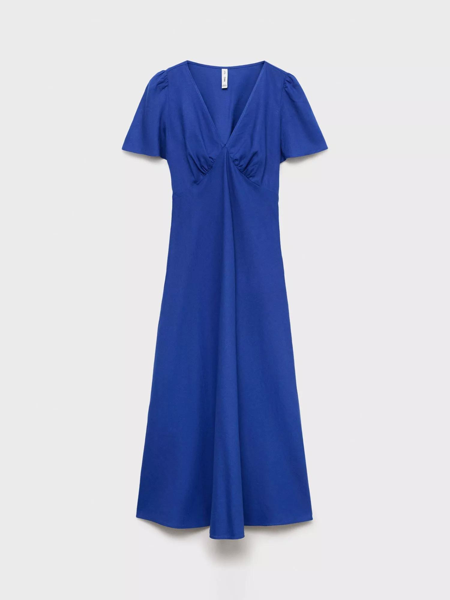 MANGO Empire Line Linen Rich Midi Dress | endource
