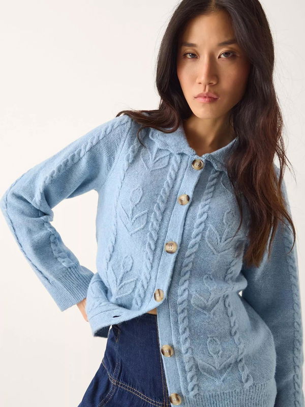 Monsoon Kat Floral Cable Knit Cardigan | endource