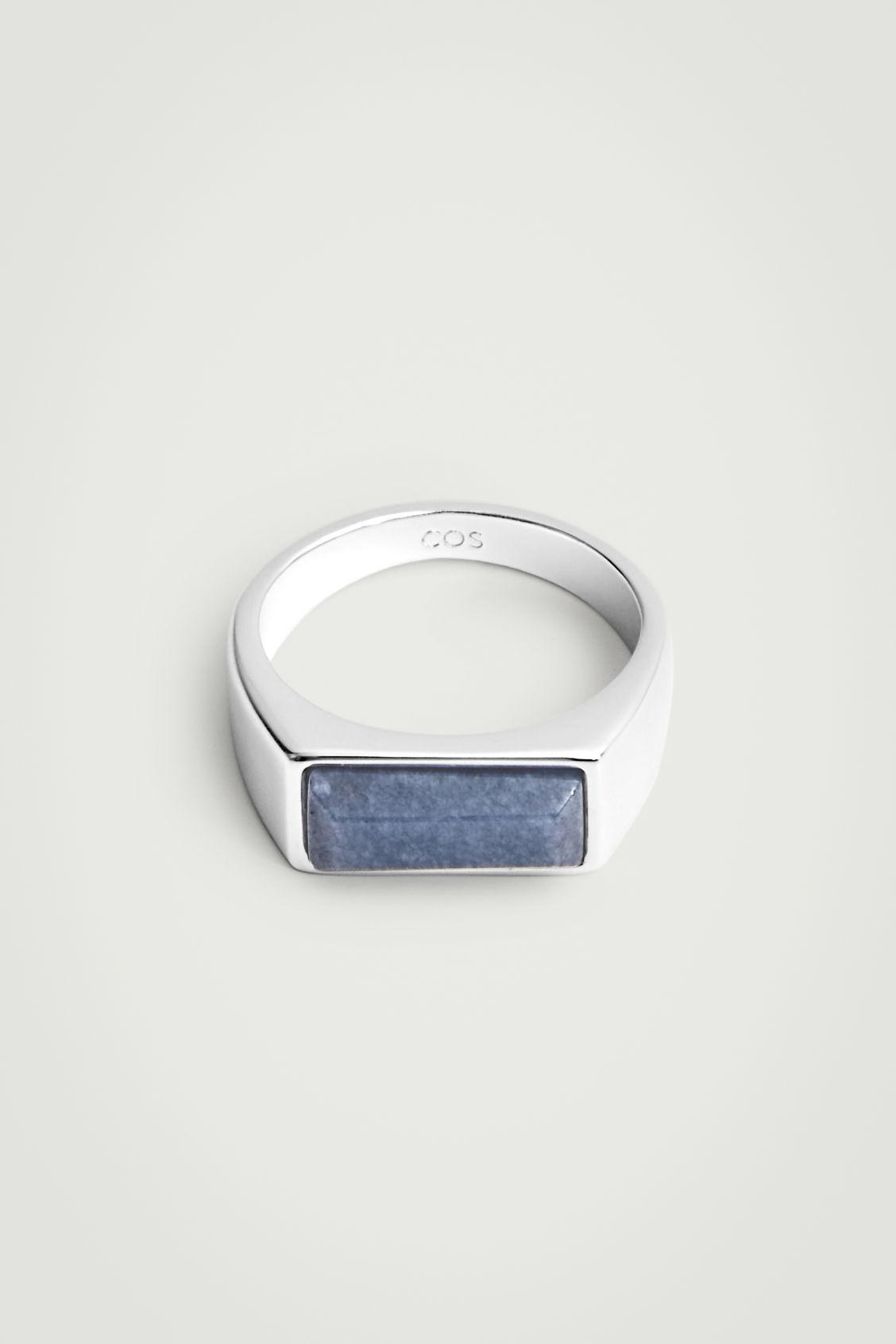 COS Semi-Precious Stone Signet Ring in SILVER / JADE | endource
