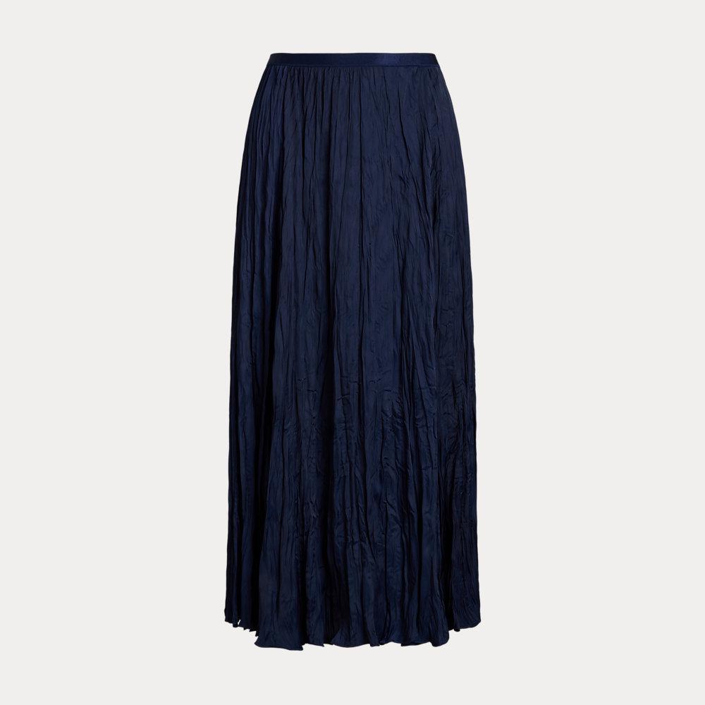 POLO RALPH LAUREN Crinkled Satin A-Line Skirt in Blue | endource