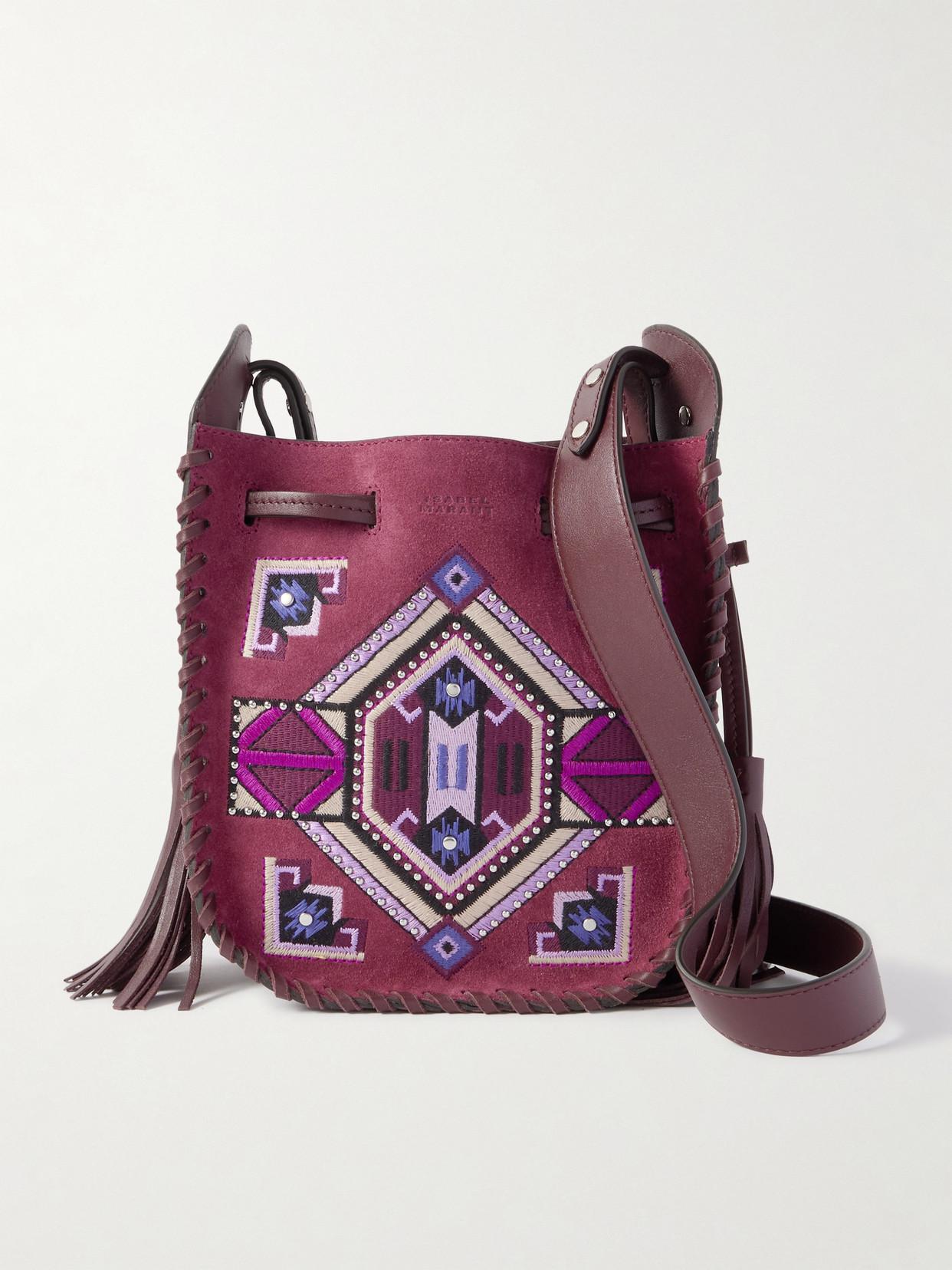 ISABEL MARANT Mini Silao Embroidered Suede And Leather Shoulder Bag in ...