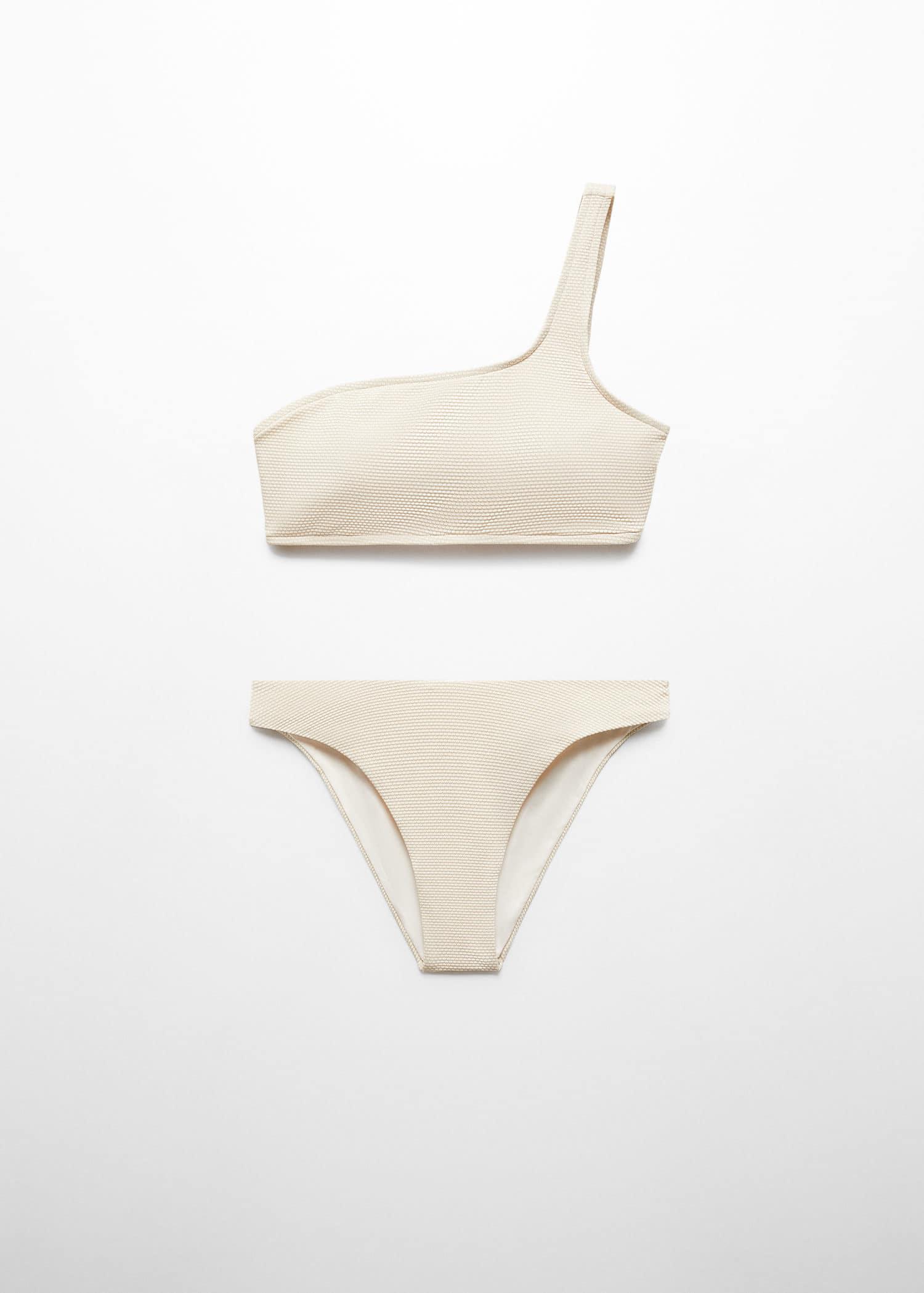 Mango Asymmetric Texture Bikini In Ecru Endource