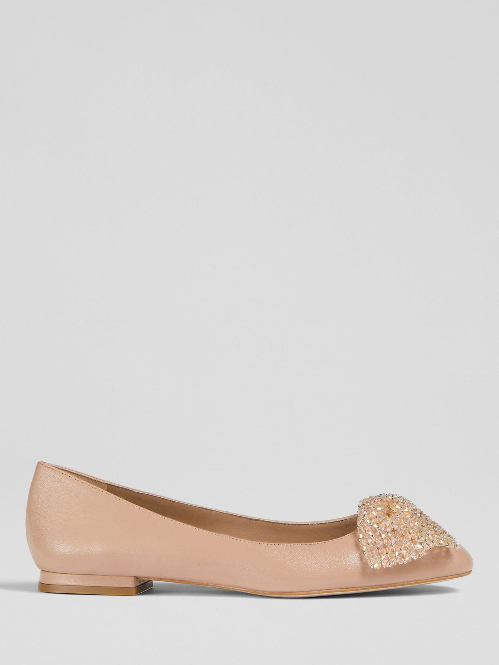 L.K. BENNETT Christa Bow Embellished Leather Ballerina Pumps | endource