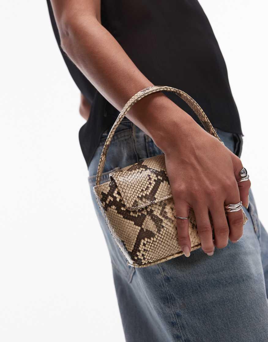 MANGO Mini Handbag With Chain In Snake Print | endource