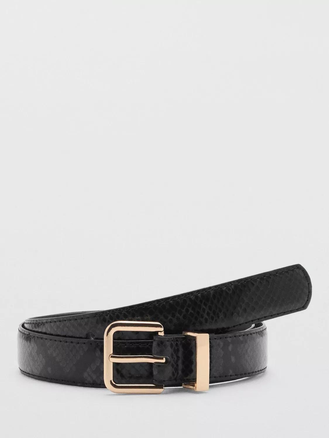 MANGO Lamina Snake Belt in Black | endource