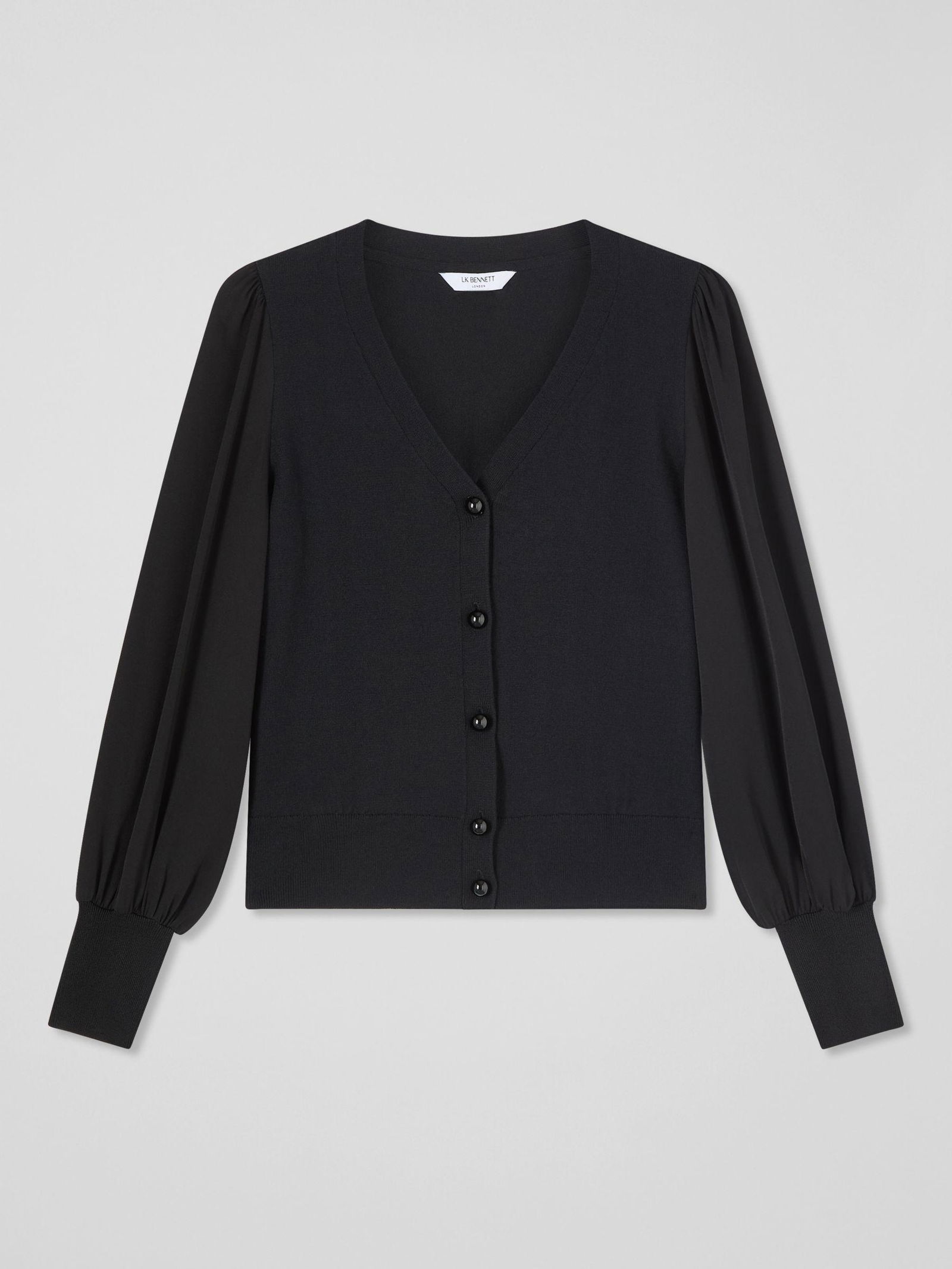 L.K. BENNETT Lucian Wool Cardigan in Black | endource