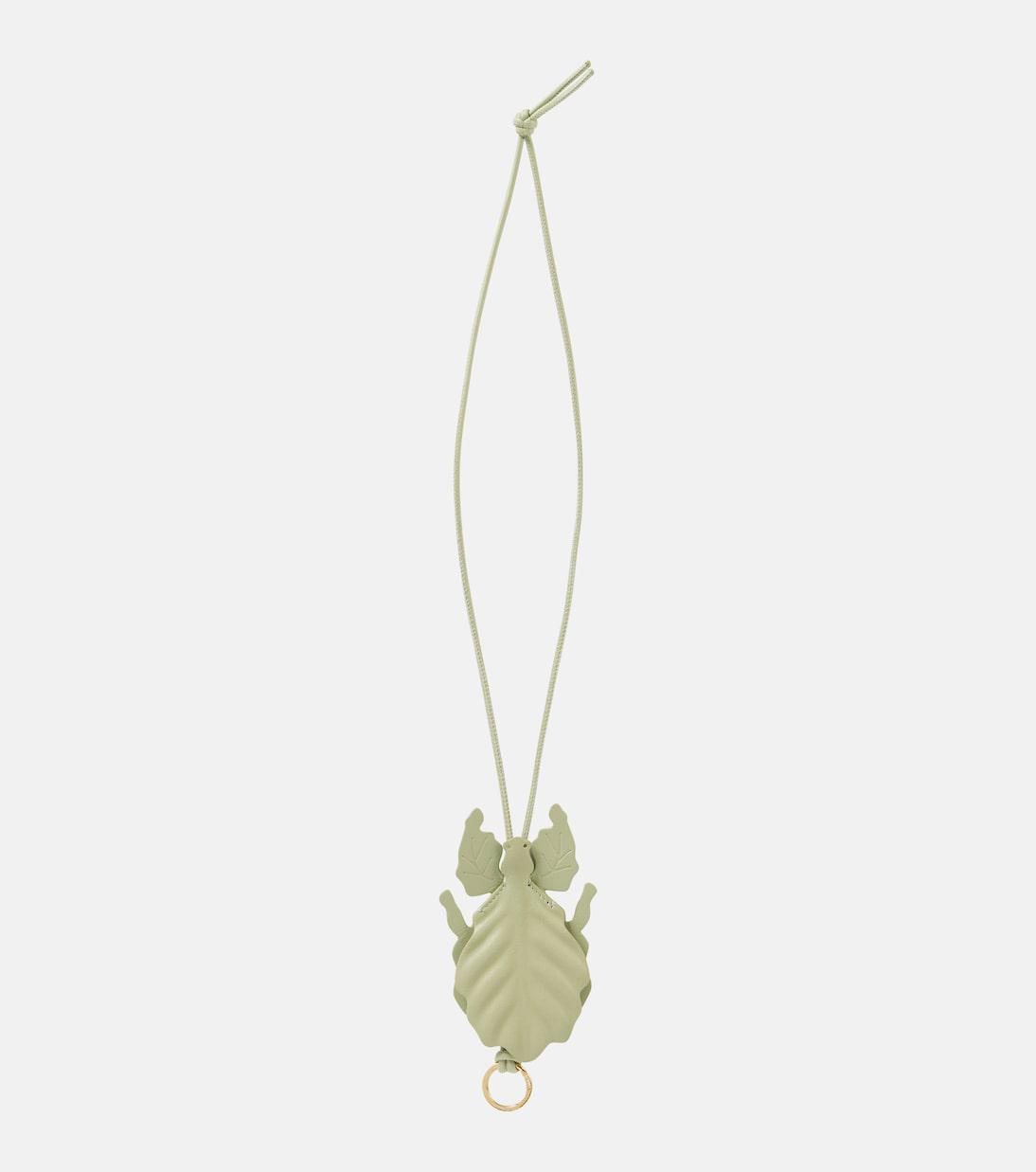 LOEWE Leaf Insect Leather Keychain in Green | endource