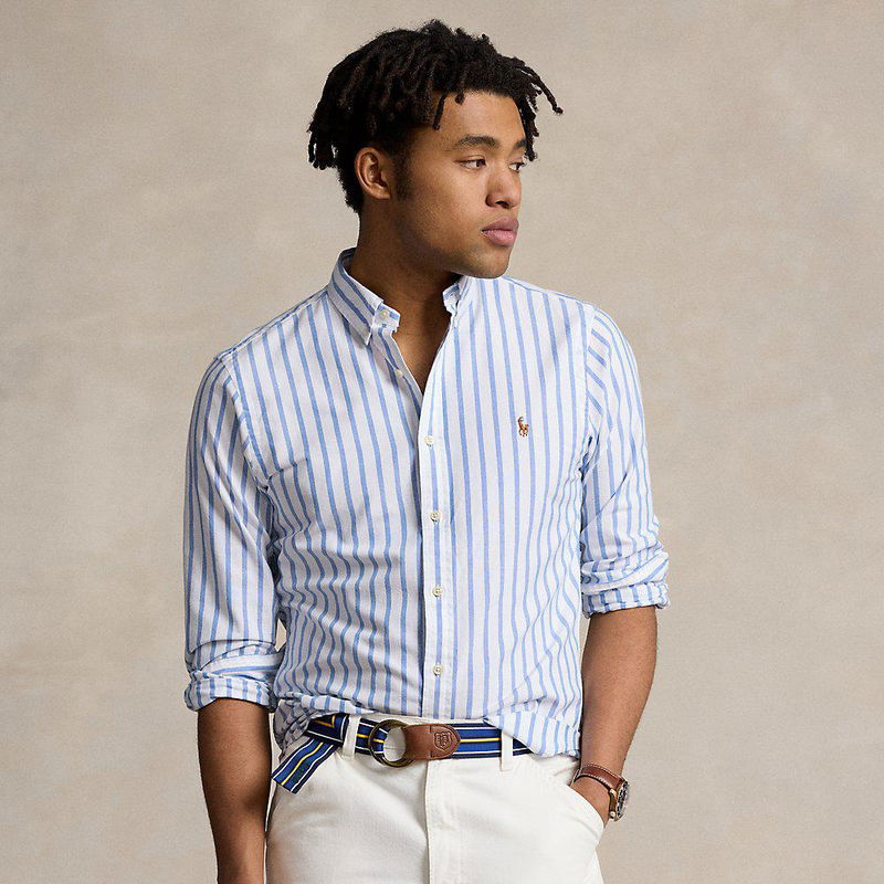 Polo Ralph Lauren Slim Fit Striped Oxford Shirt In Blue Endource