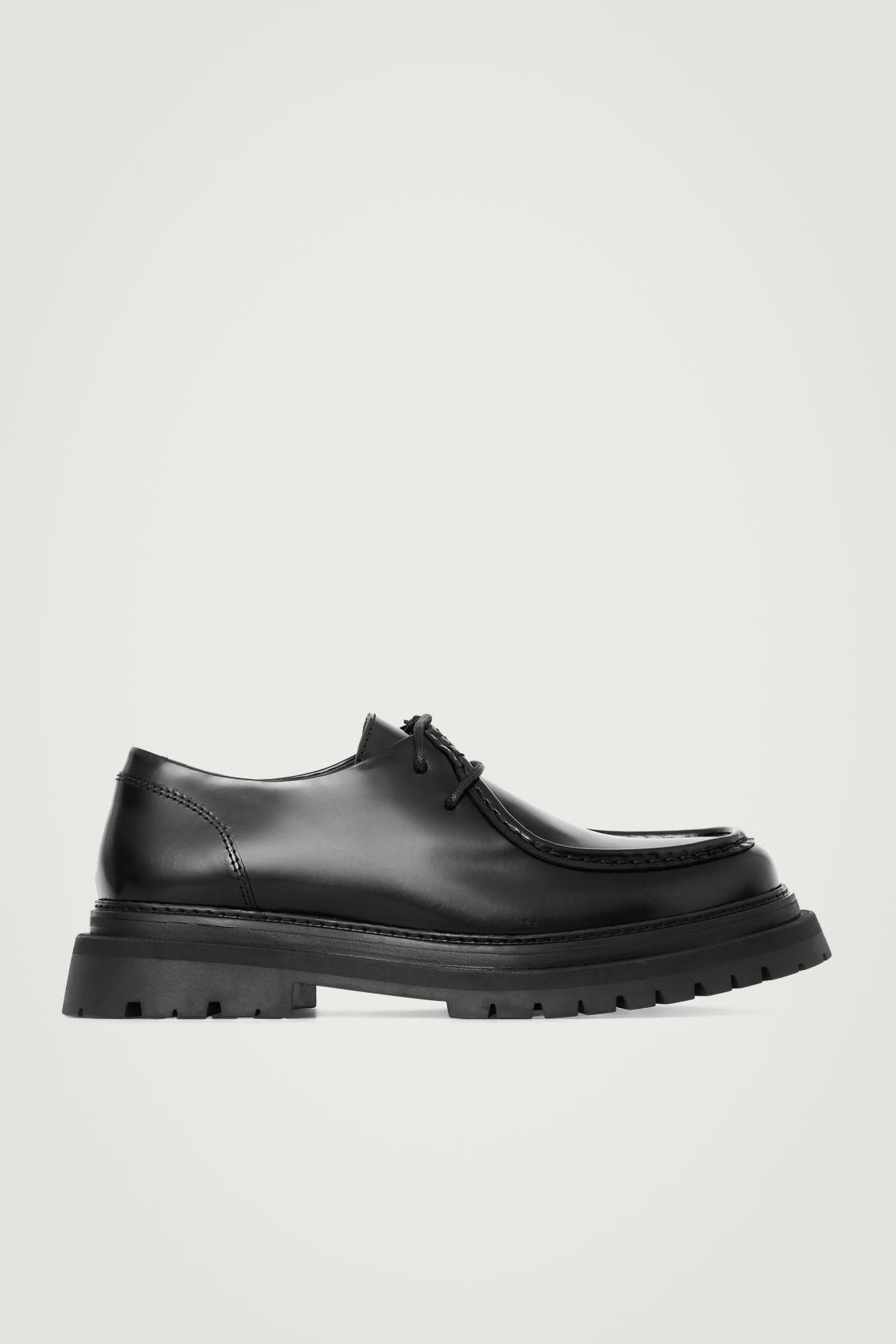 COS Chunky Leather Derby Shoes in BLACK | endource