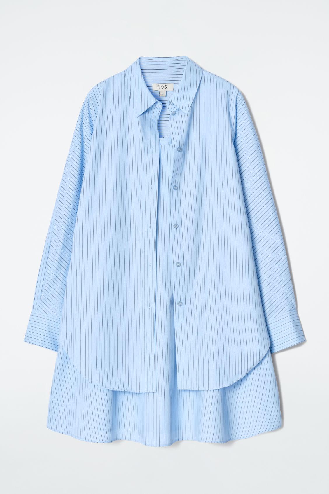 COS Layered Striped Trapeze Shirt Dress in BLUE / STRIPED | endource
