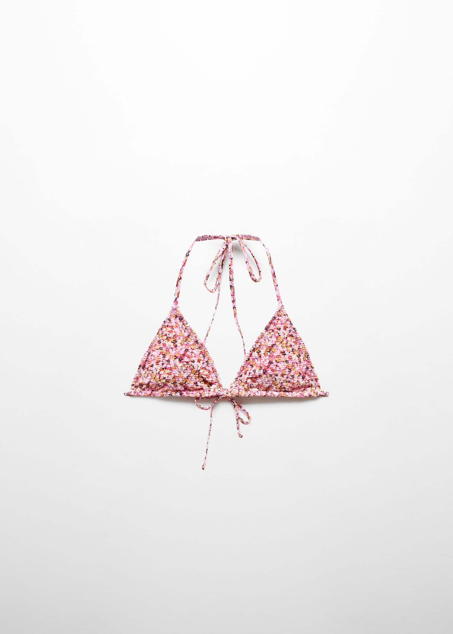 MANGO Floral Triangular Bikini Top in Pink | Endource