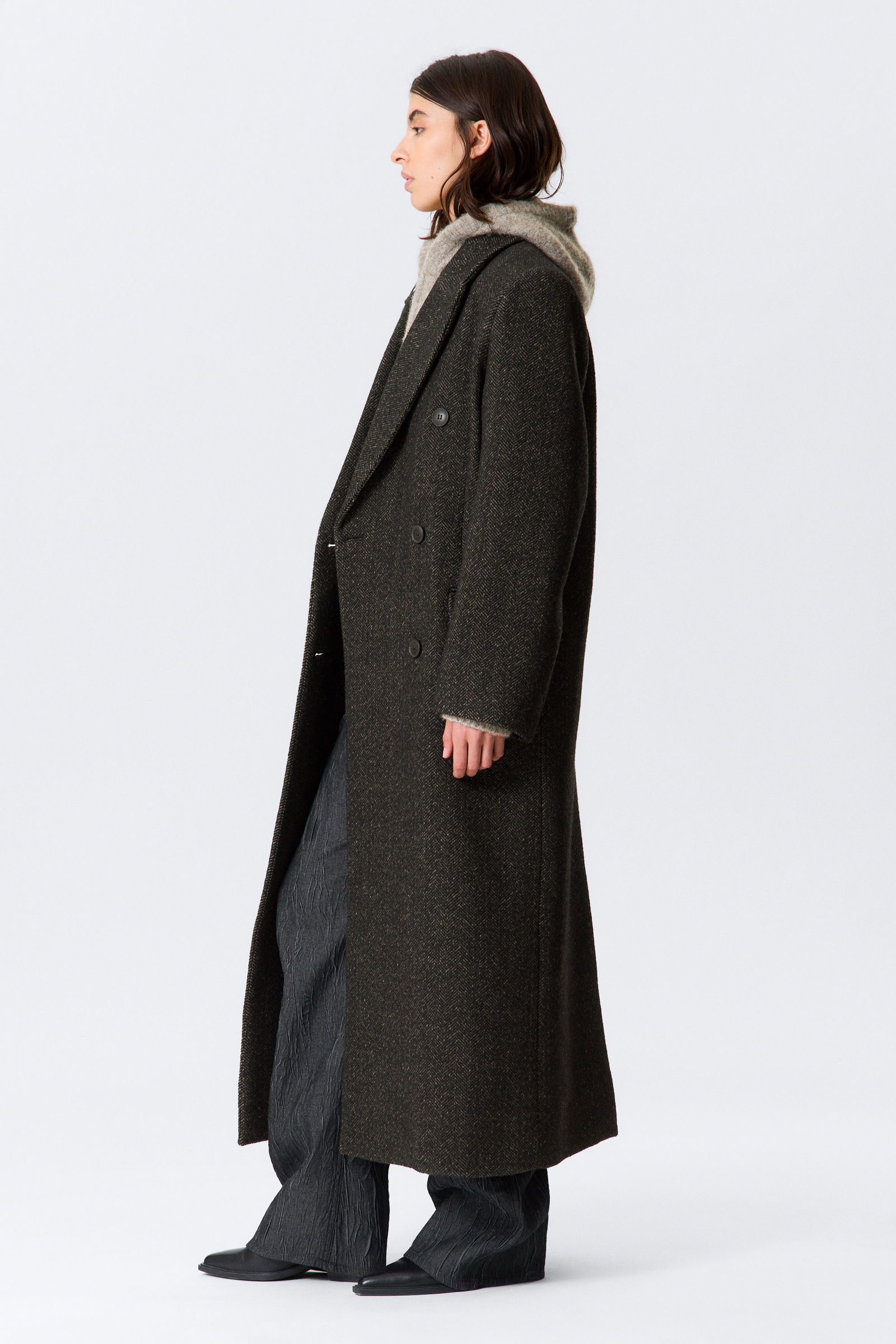 WEEKDAY Logan Double-Breasted Wool-Blend Coat | endource