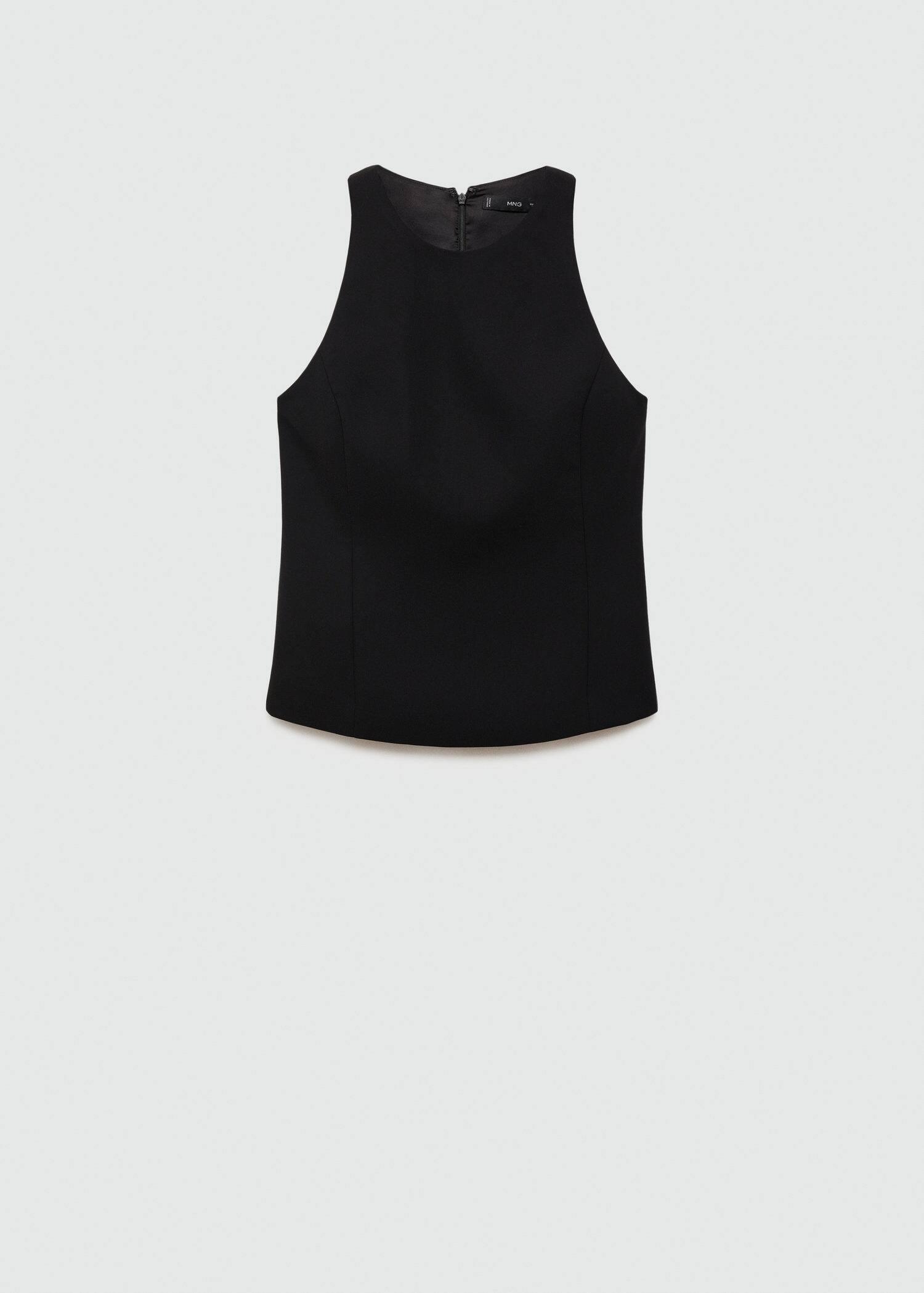 MANGO Crop Top With Wide Straps in Black | Endource