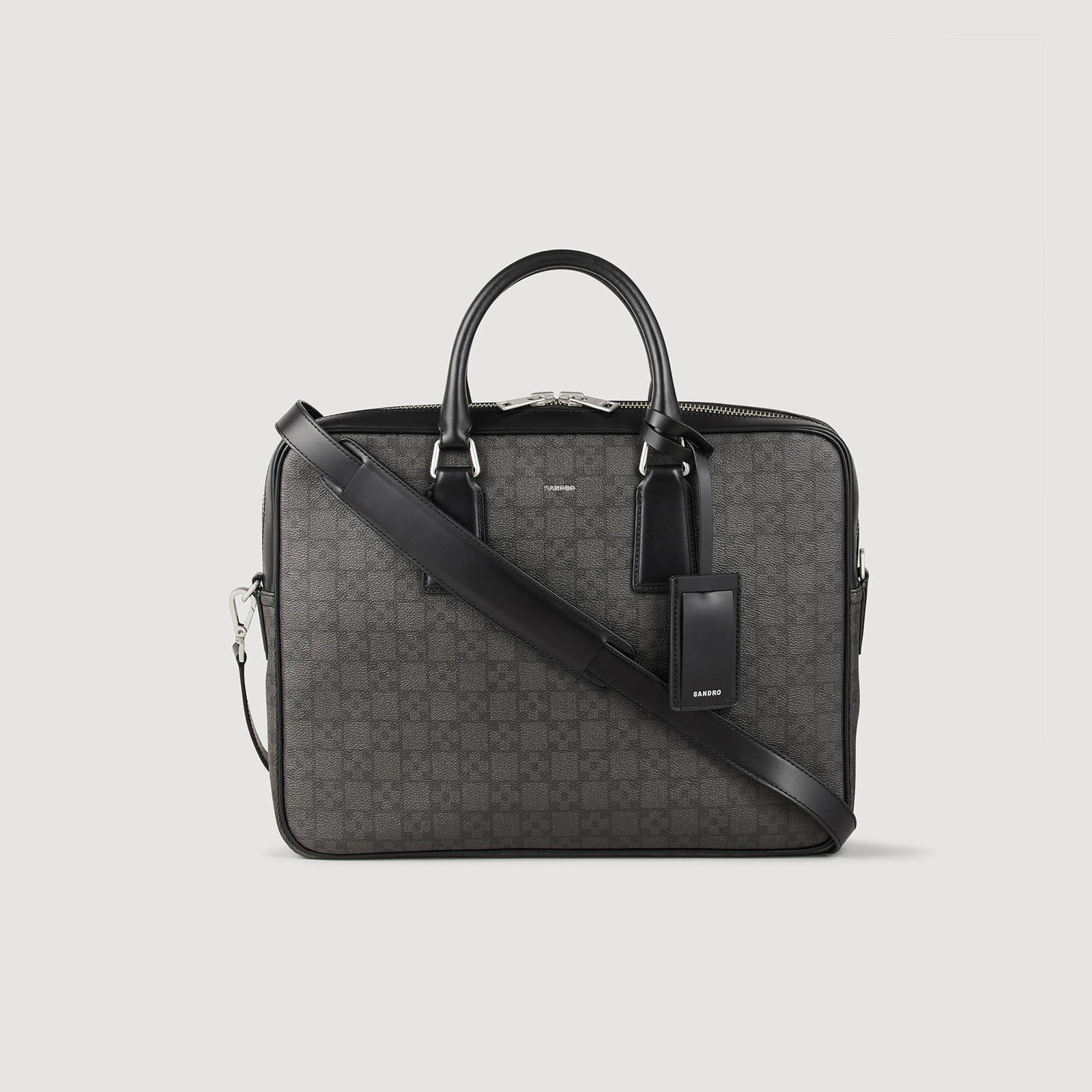 SANDRO Square Cross Briefcase in Black | Endource