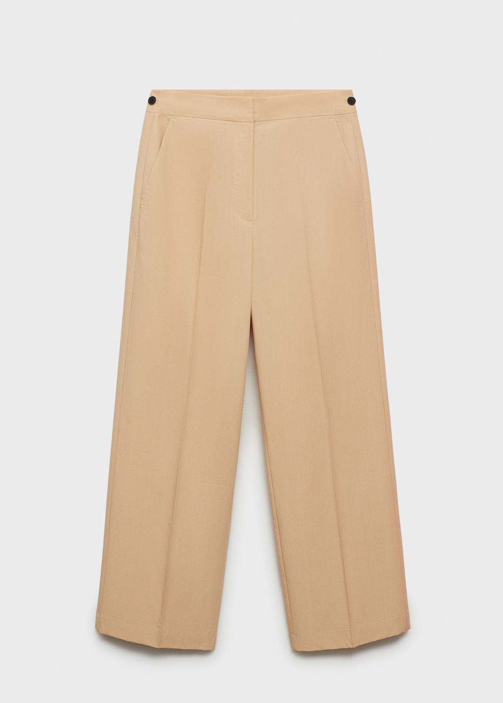 MANGO Straight-Cut Crop Trousers in Medium Brown | endource