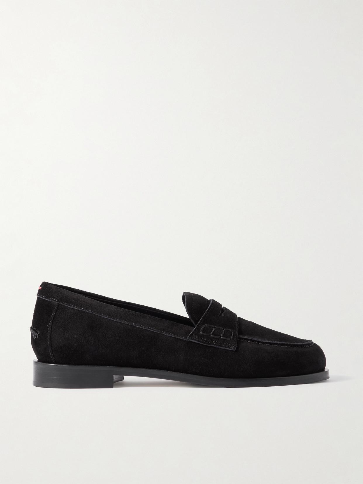 AEYDE Oscar Suede Loafers in Black | endource