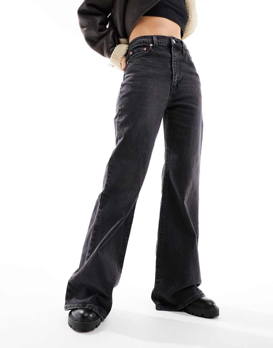 LEVI'S Ribcage Bells High Rise Flare Jeans in BLACK | endource