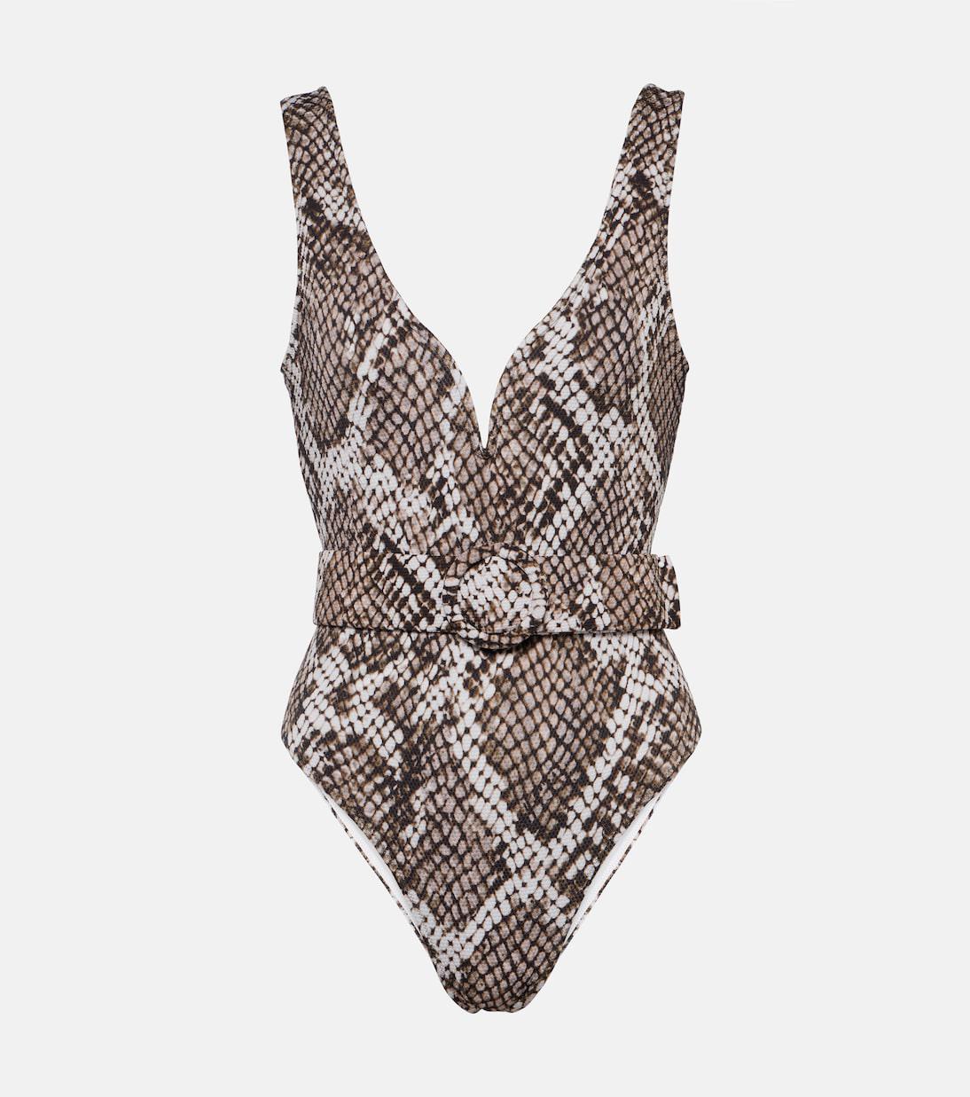 ALEXANDRA MIRO Kiki Snake-Effect Swimsuit in Multicoloured | endource