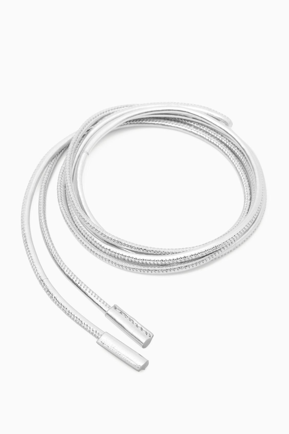COS Metallic Leather Rope Belt in SILVER | endource