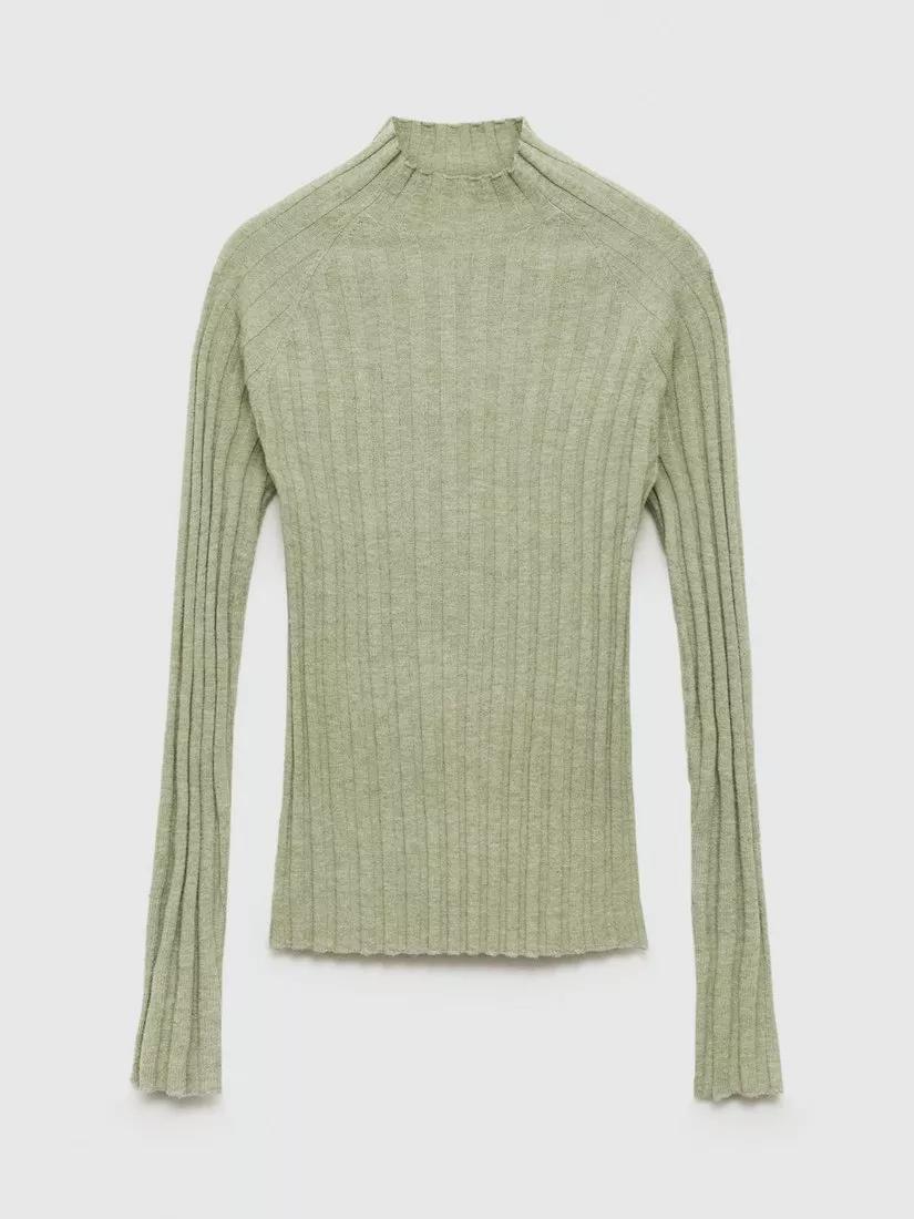 MANGO Flurry High Collar Ribbed Jumper in Camel | endource