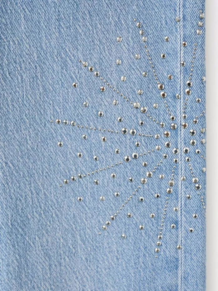 MANGO Kids' Anabel Straight Jeans, Open Blue | endource