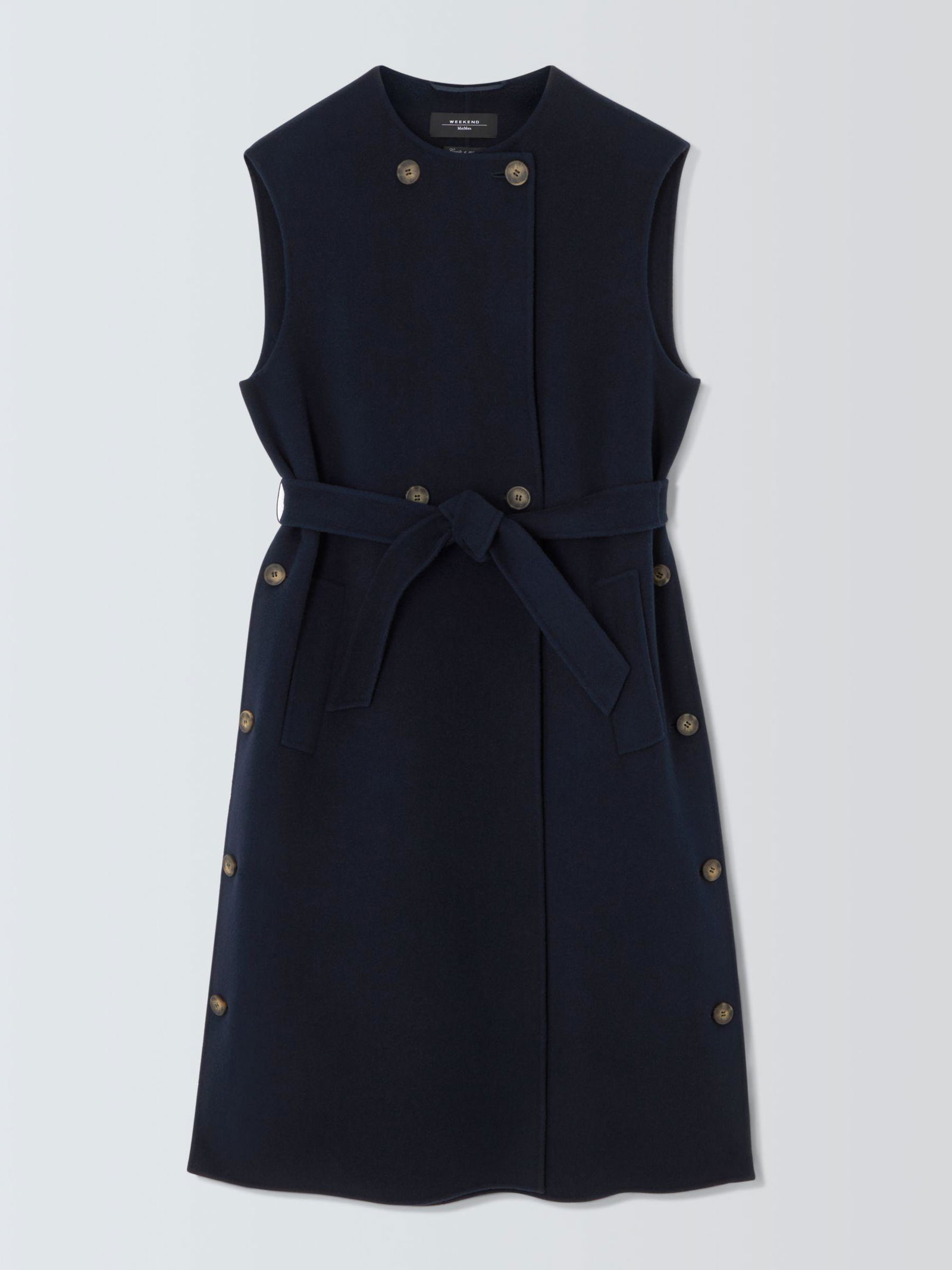 WEEKEND MAX MARA Stecca Wool Sleeveless Jacket in Navy | endource