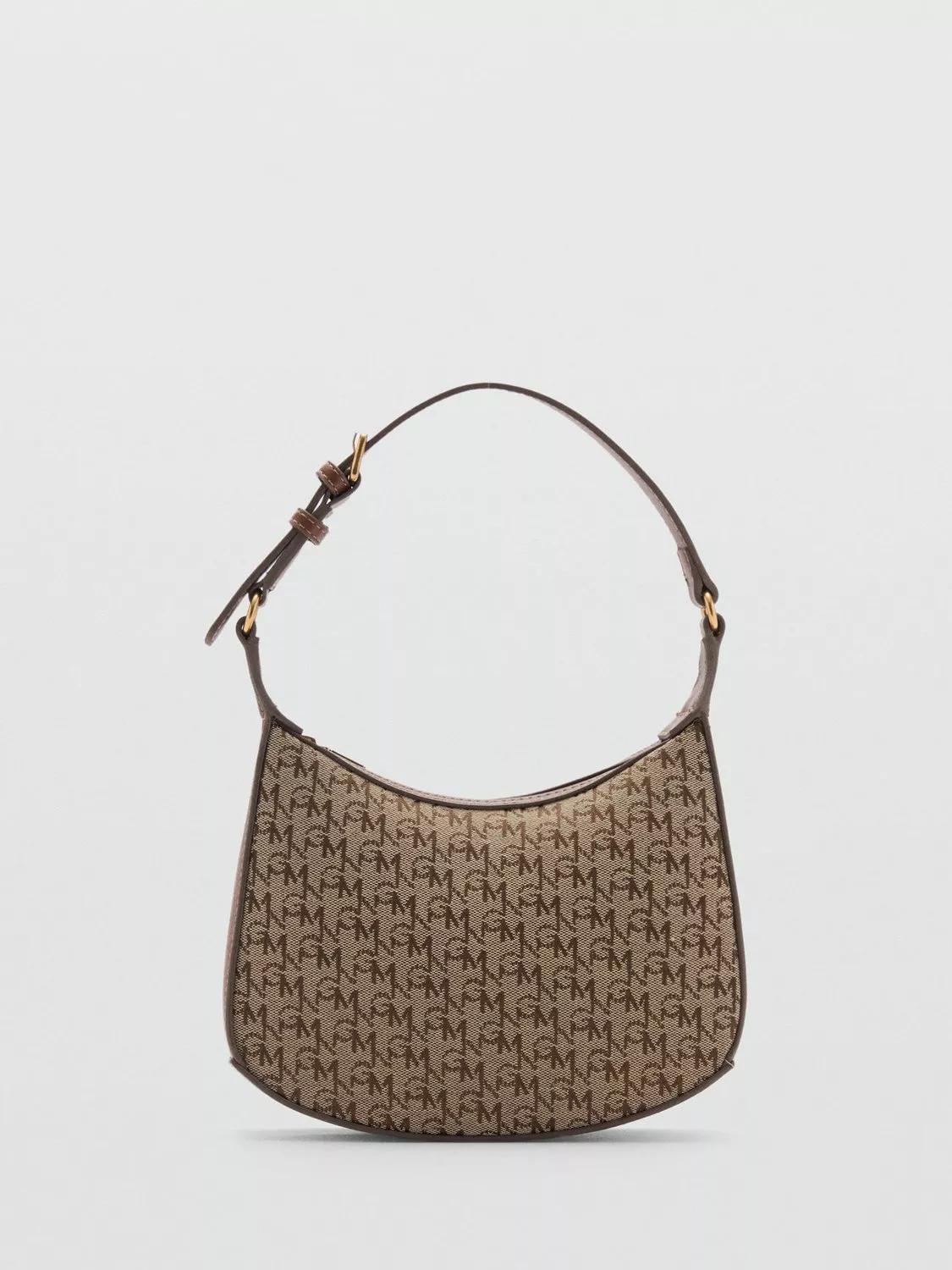 MANGO Marco Monogram Shoulder Bag in Brown | endource