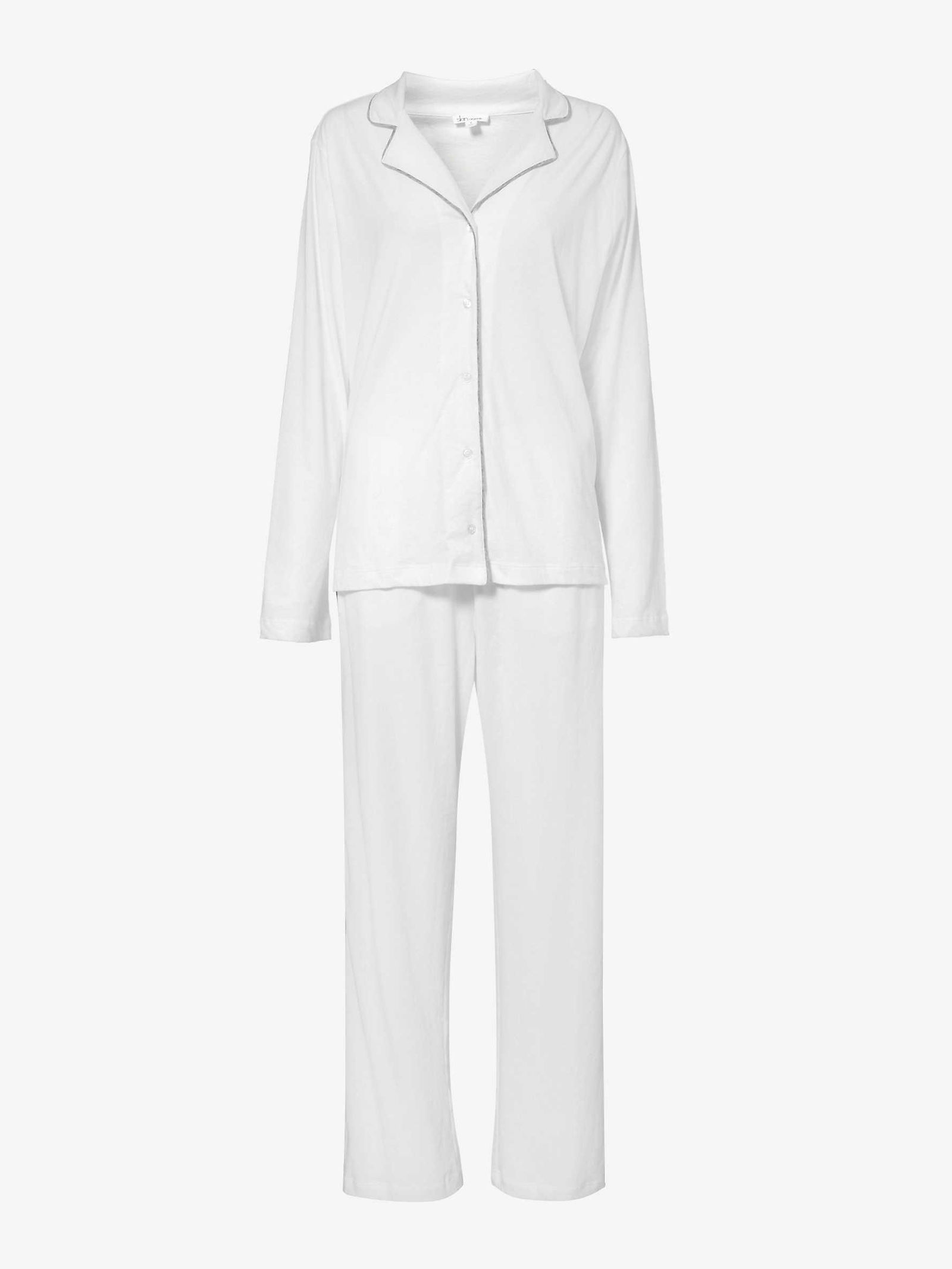 SKIN Cayla Relaxed-Fit Organic Cotton-Jersey Pyjama Set in Wht/hthr ...