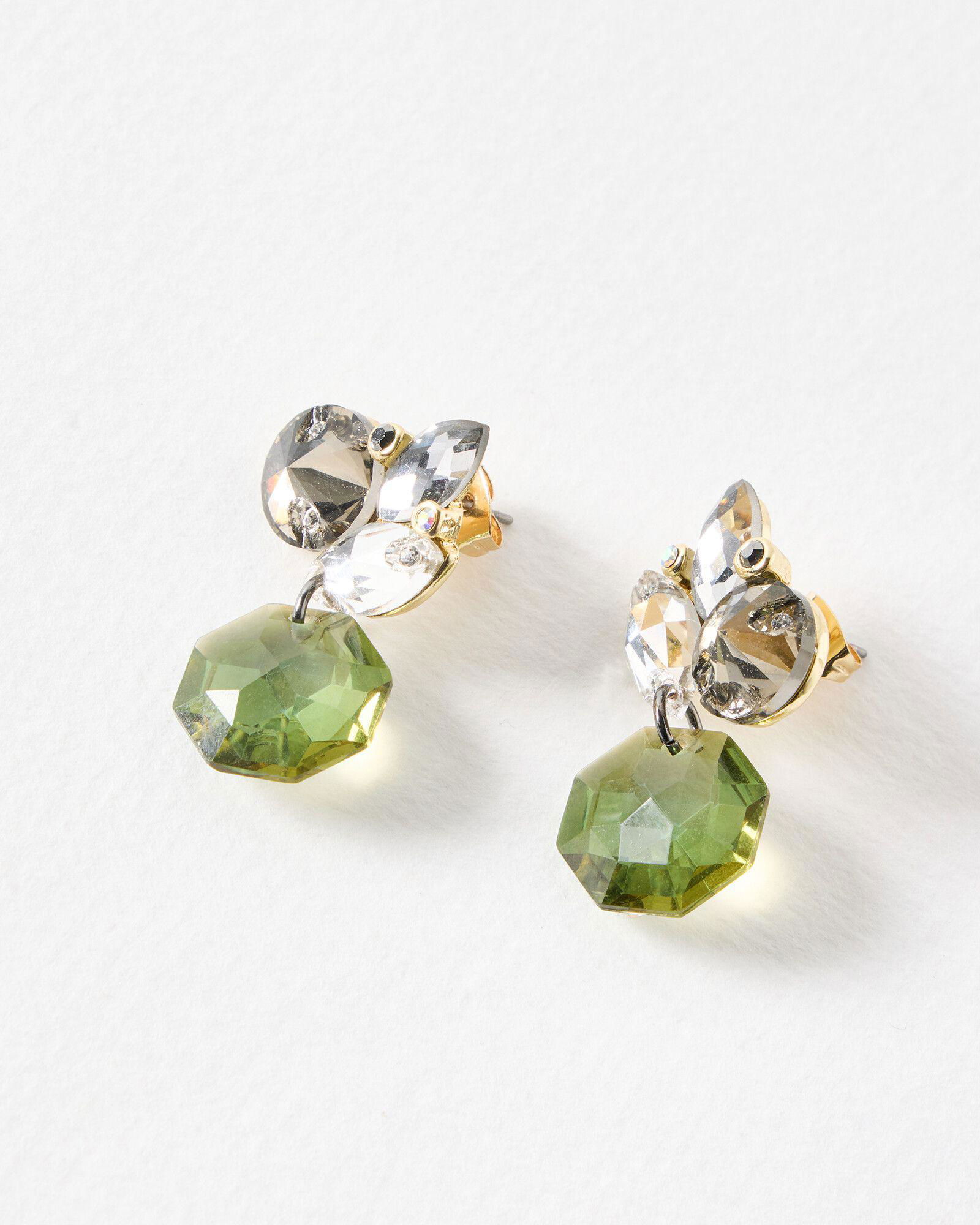OLIVER BONAS Camille Stone Drop Earrings in Grey | endource