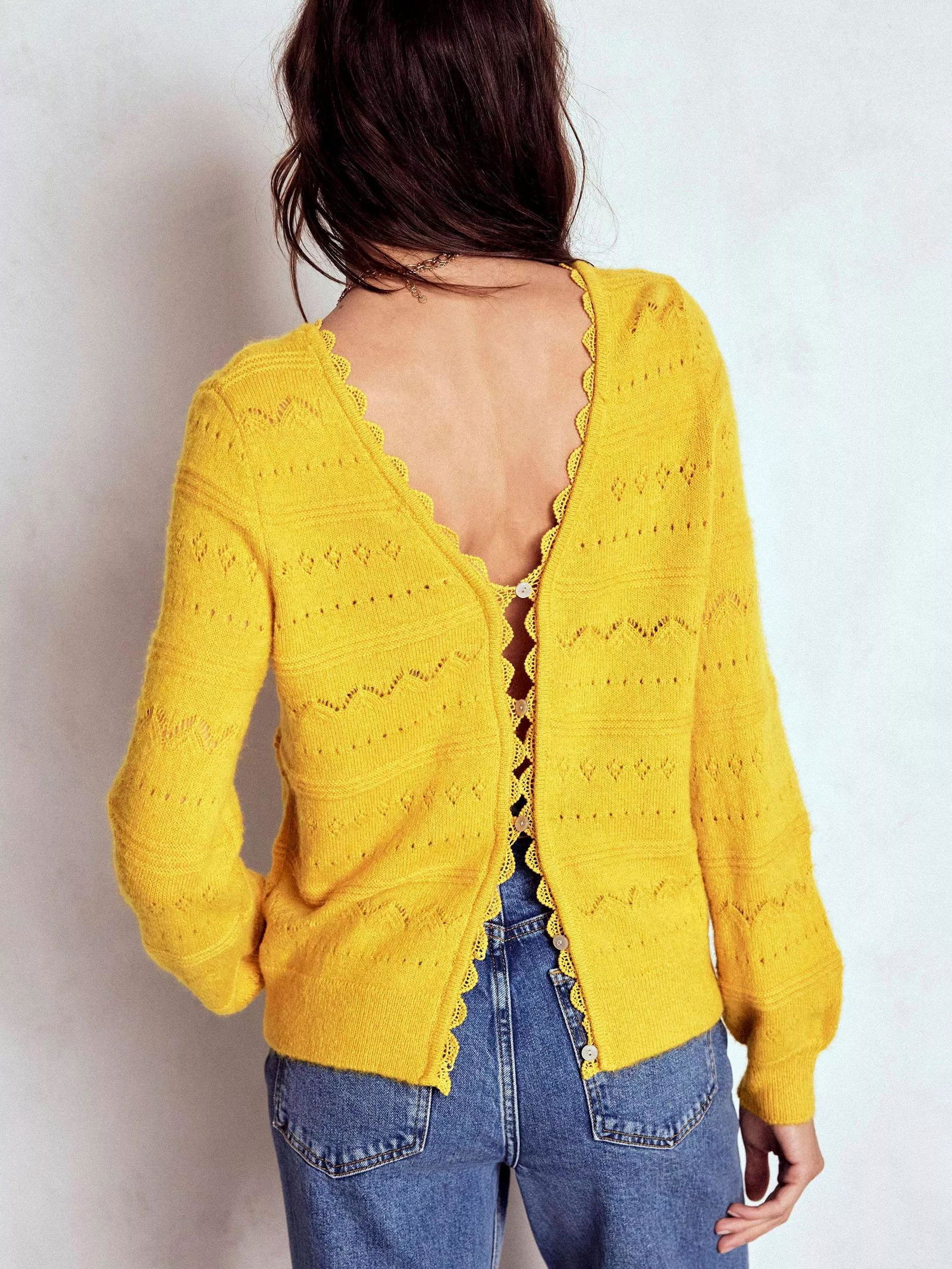BODEN Leticia Lace Trim Open Back Jumper, Golden Rye | endource