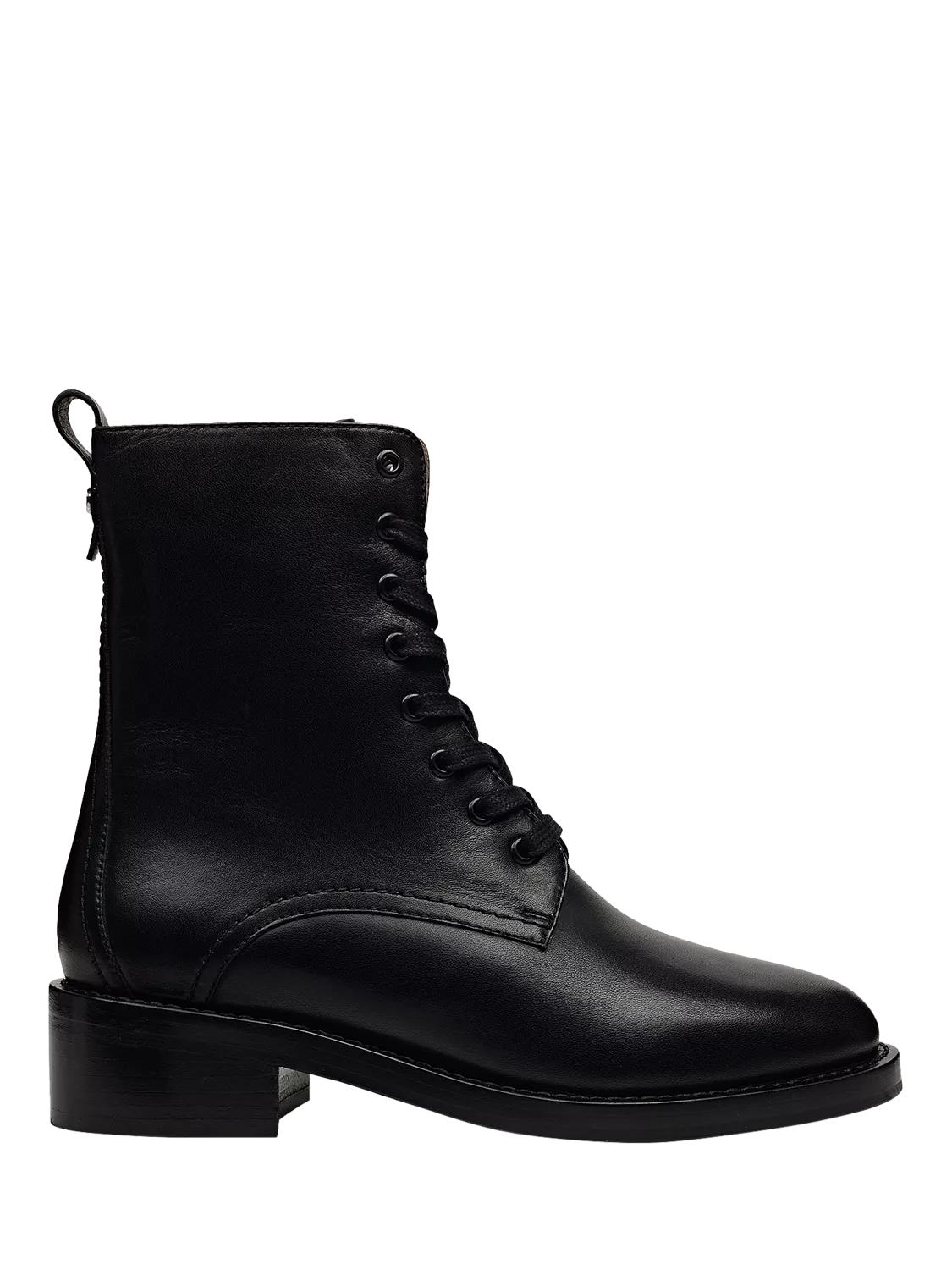 RADLEY Rotherhithe Street Leather Military Lace Up Boots, Black | endource