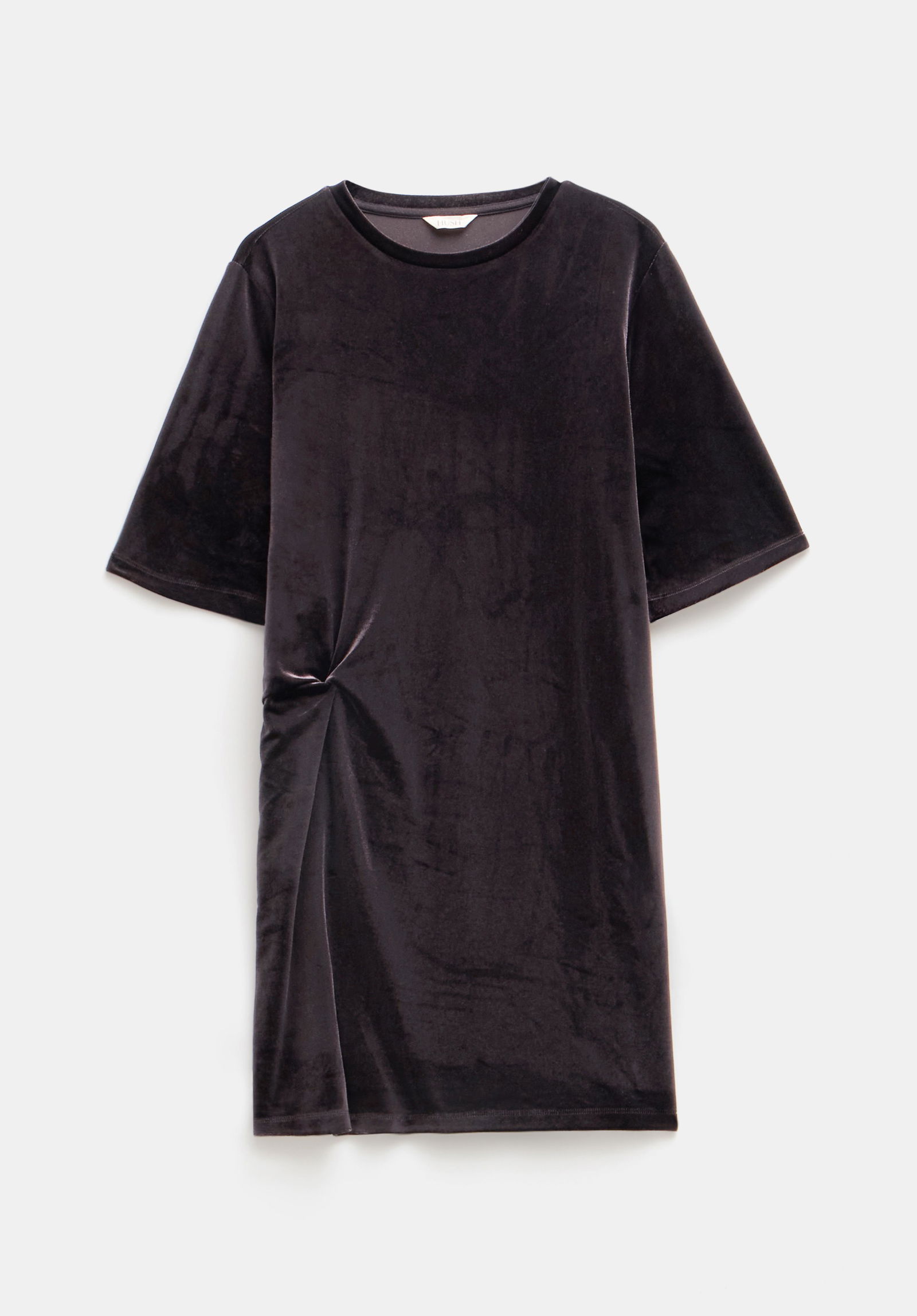 HUSH Vicky Velvet Mini Dress in Raisin Brown | endource