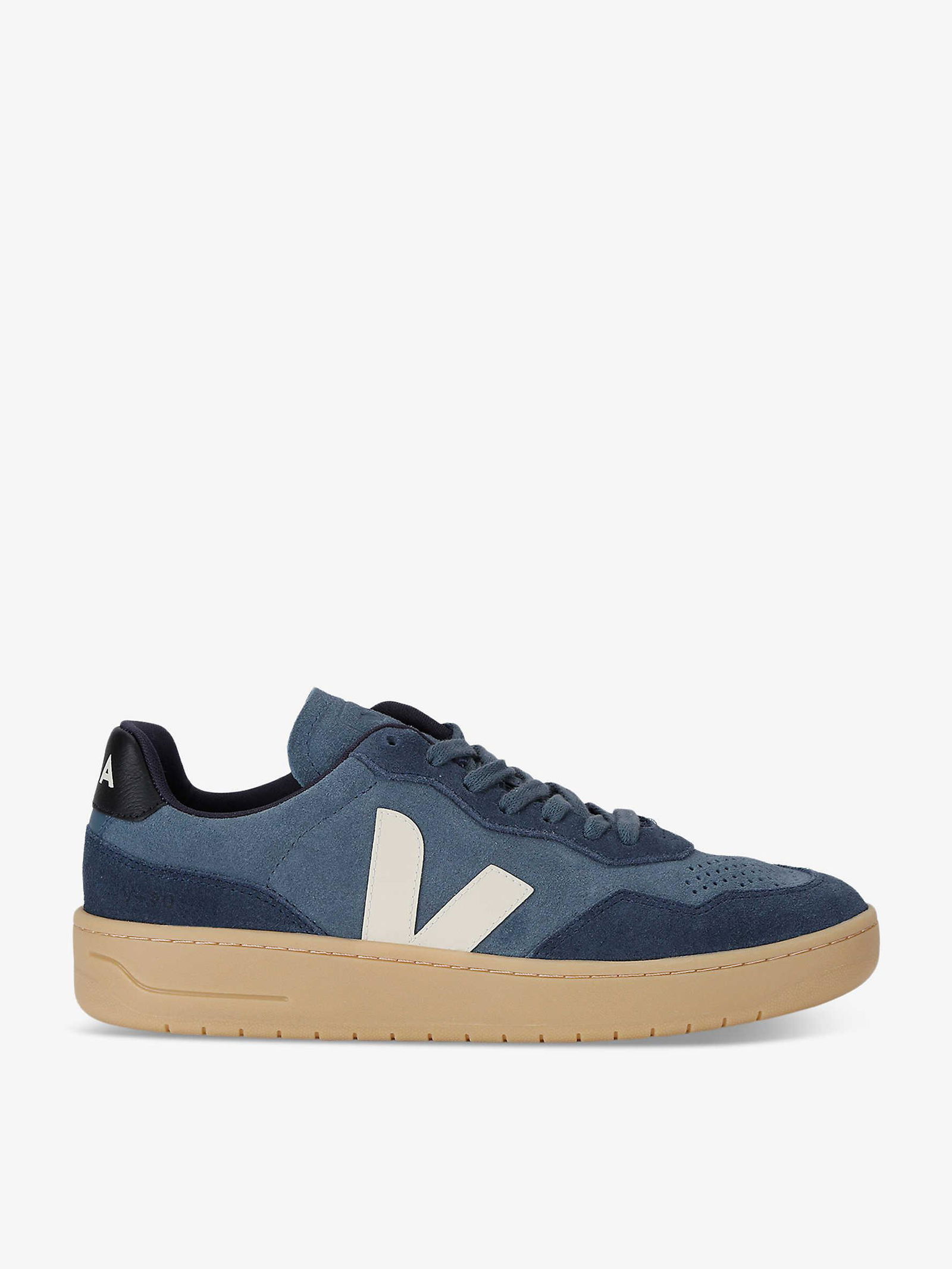 VEJA V90 Logo-Embroidered Low-Top Suede Trainers in BLUE | endource