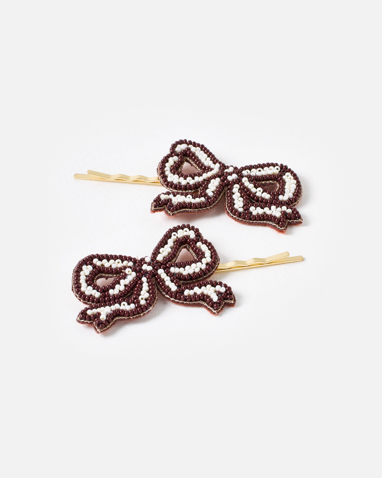 OLIVER BONAS Bryony Beaded Bow Hair Slides Set Of Two | endource