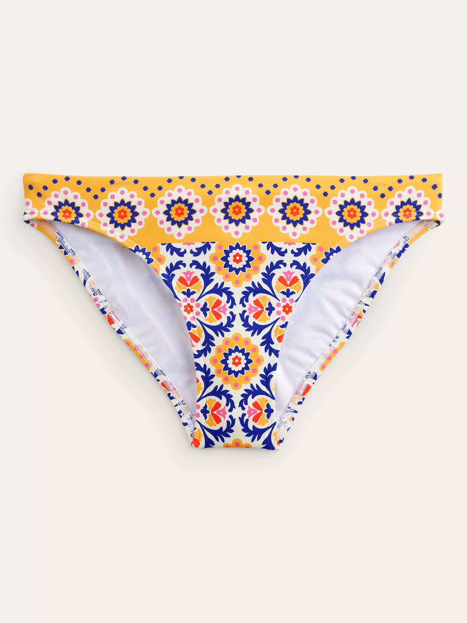 BODEN Classic Mosaic Tile Bikini Bottoms in Gold/Multi | endource