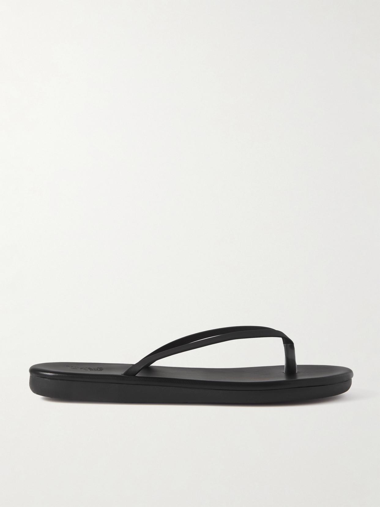 ANCIENT GREEK SANDALS Saionara Leather Flip Flops in Black | endource