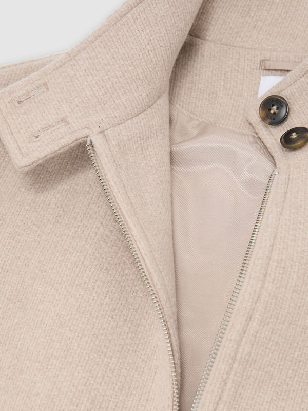 REISS Wool Funnel-Neck Bomber Coat In Neutral | endource