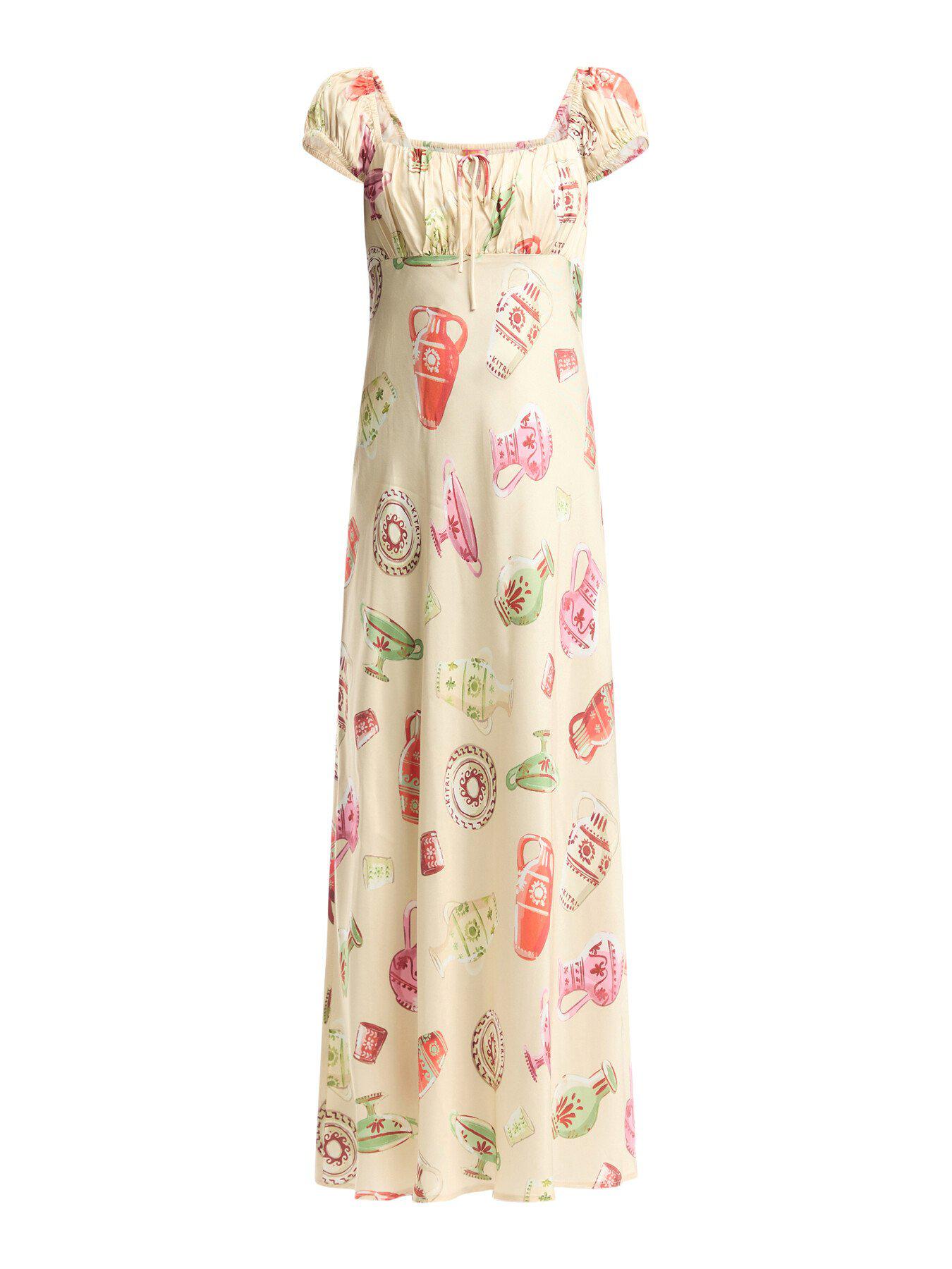 KITRI Bess Pottery Print Maxi Dress in IVORY POTTERY | endource